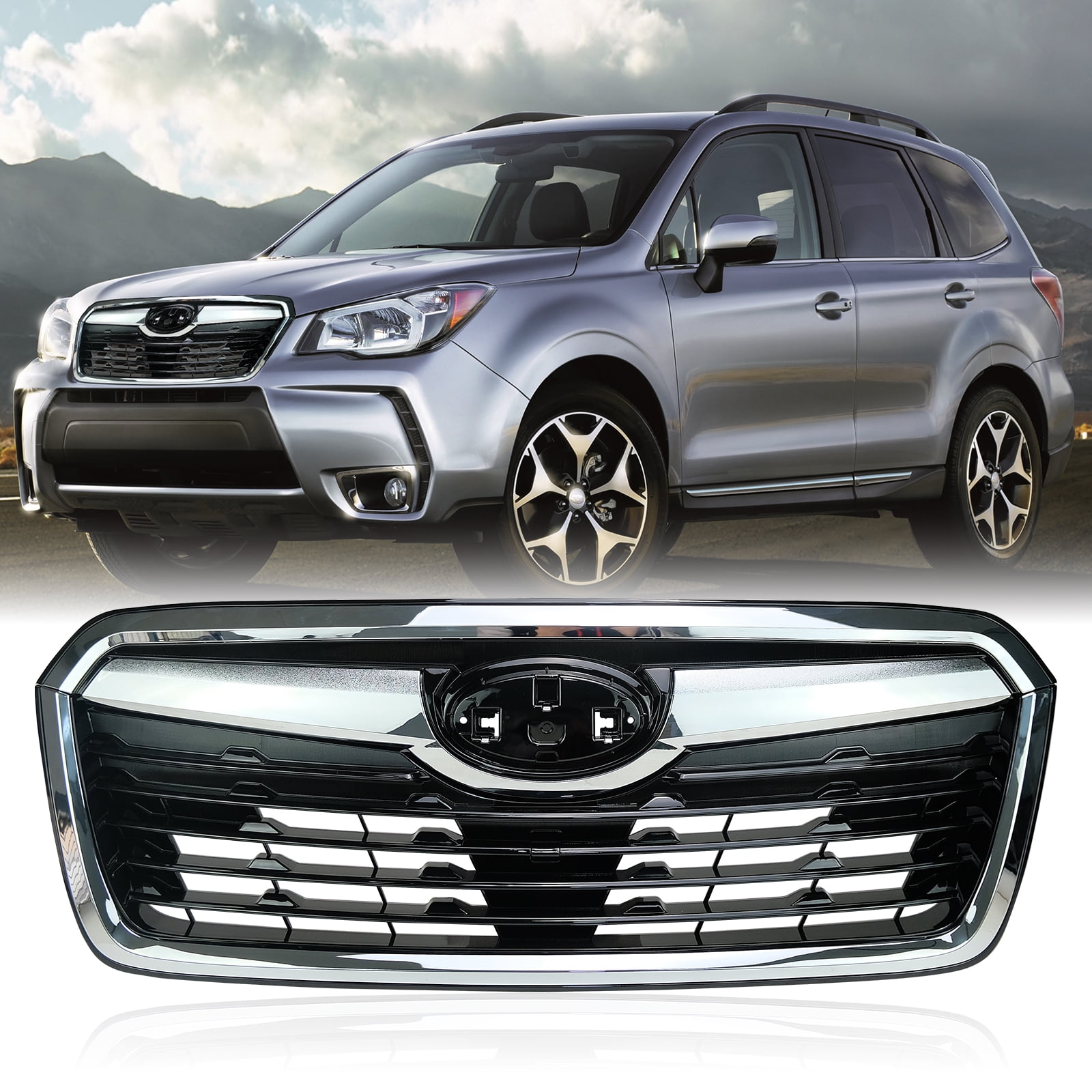 Front Grill with Camera Chrome Moulding Gloss Black Automotive ...