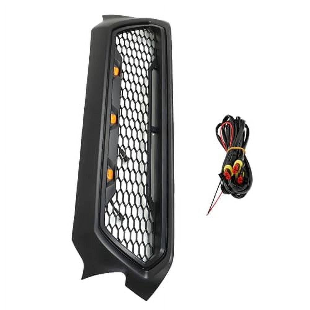 Front Grille Bumper Grill with Lights Matte Black Mesh Replacement for ...