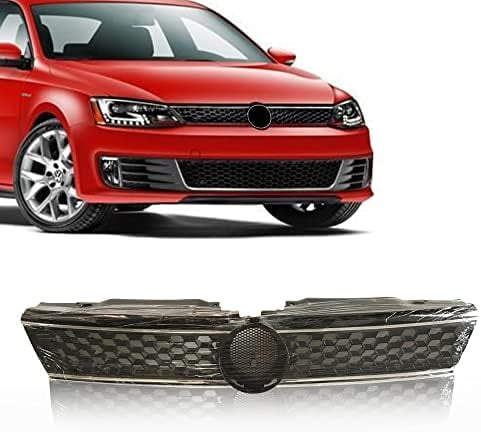 - Front Grille Grill Black W/Chrome Trim Hex Mesh Compatible With 2011 ...