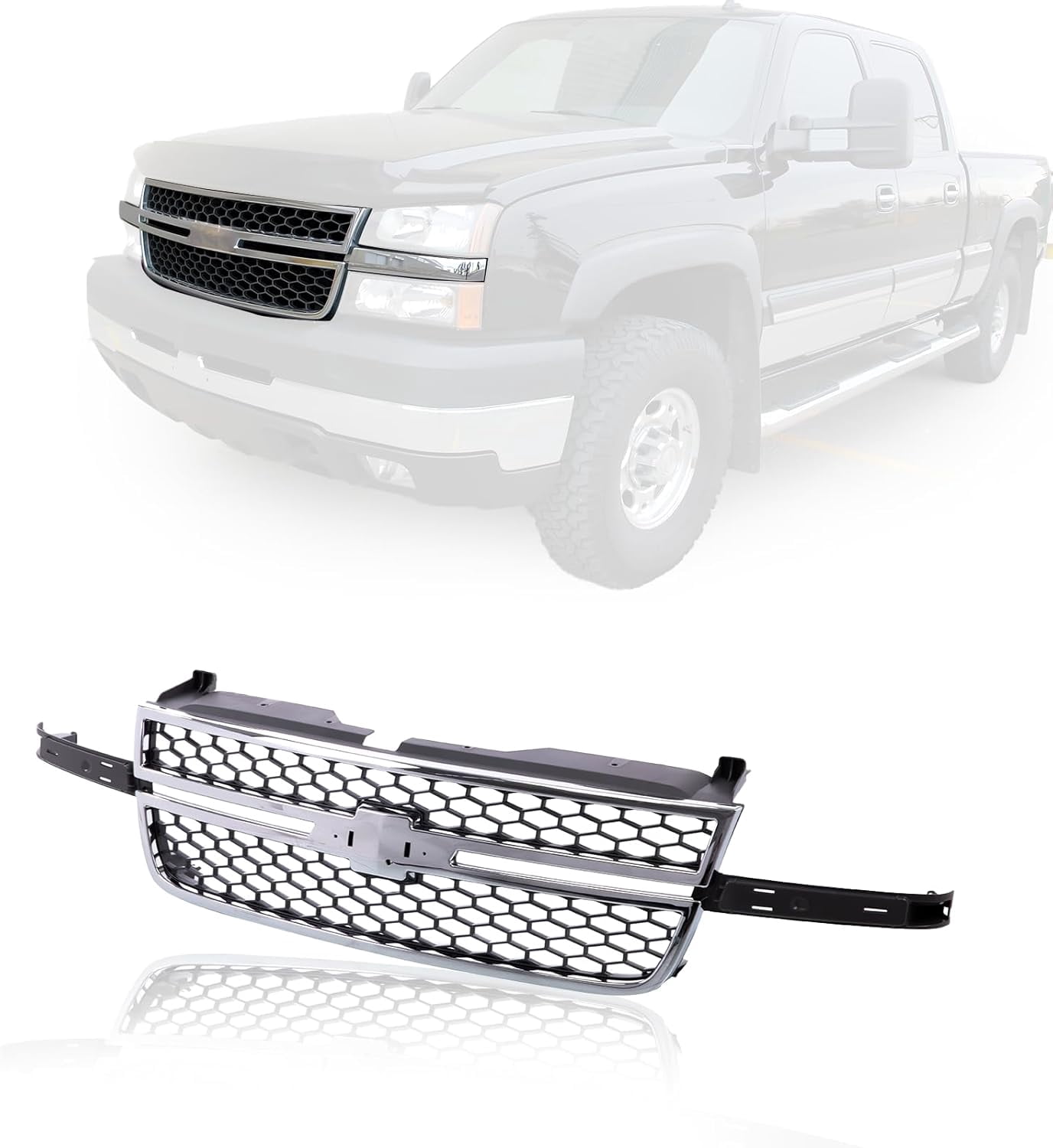 Front Grille Grill Chrome Frame With Black Honeycomb Insert Compatible ...
