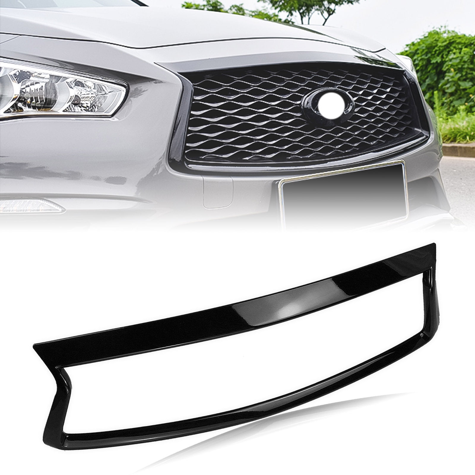 Infiniti Q50 2014-17 Glossy Black Front Grille Grill Trim Overlay Cover ...