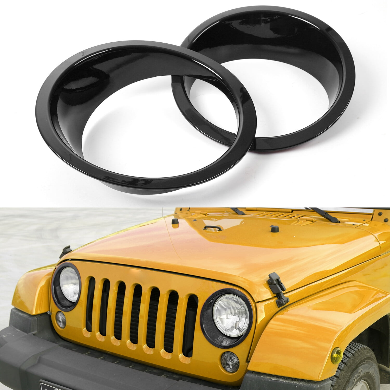 Front Headlight Lamp Cover Trim Decor Kit For Jeep Wrangler JK 2007 ...
