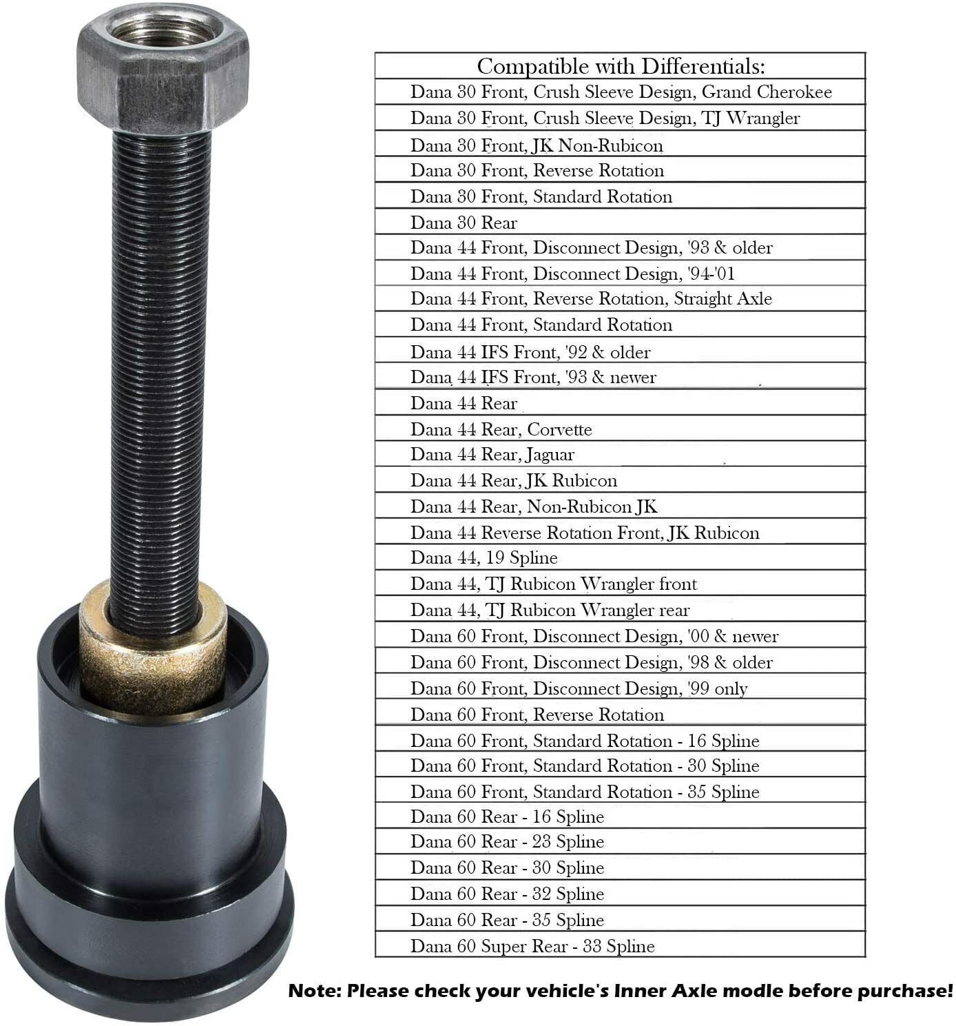 Front Inner Axle Side Seal Installation Tool for Dana Differential 30 ...