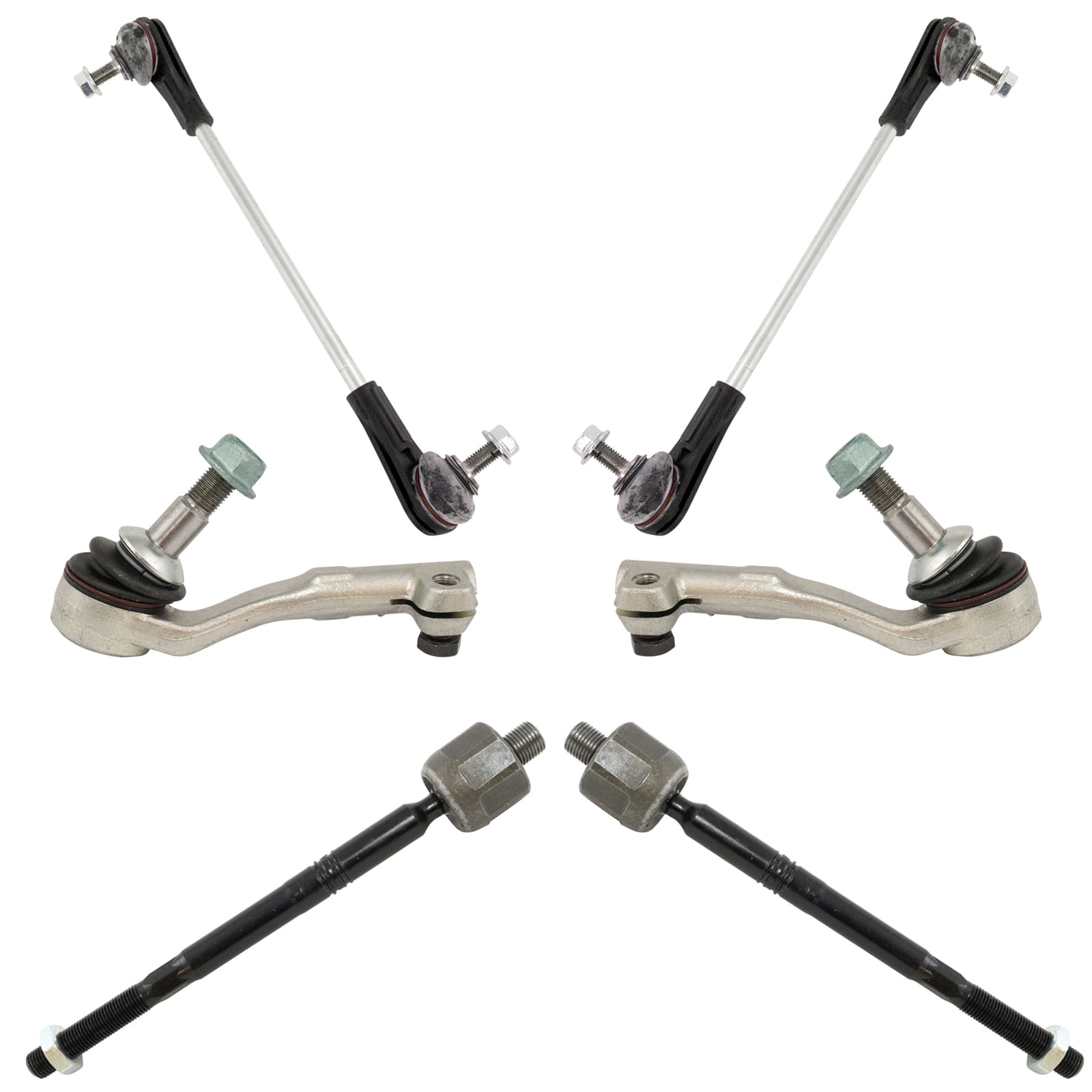 Front Inner & Outer Tie Rods with Sway Bar End Links Kit Set of 6 for ...