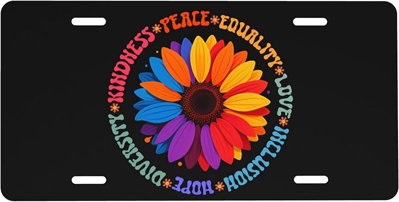 Front License Plate Kindness Peace Equality Love Hope Diversity Vanity ...