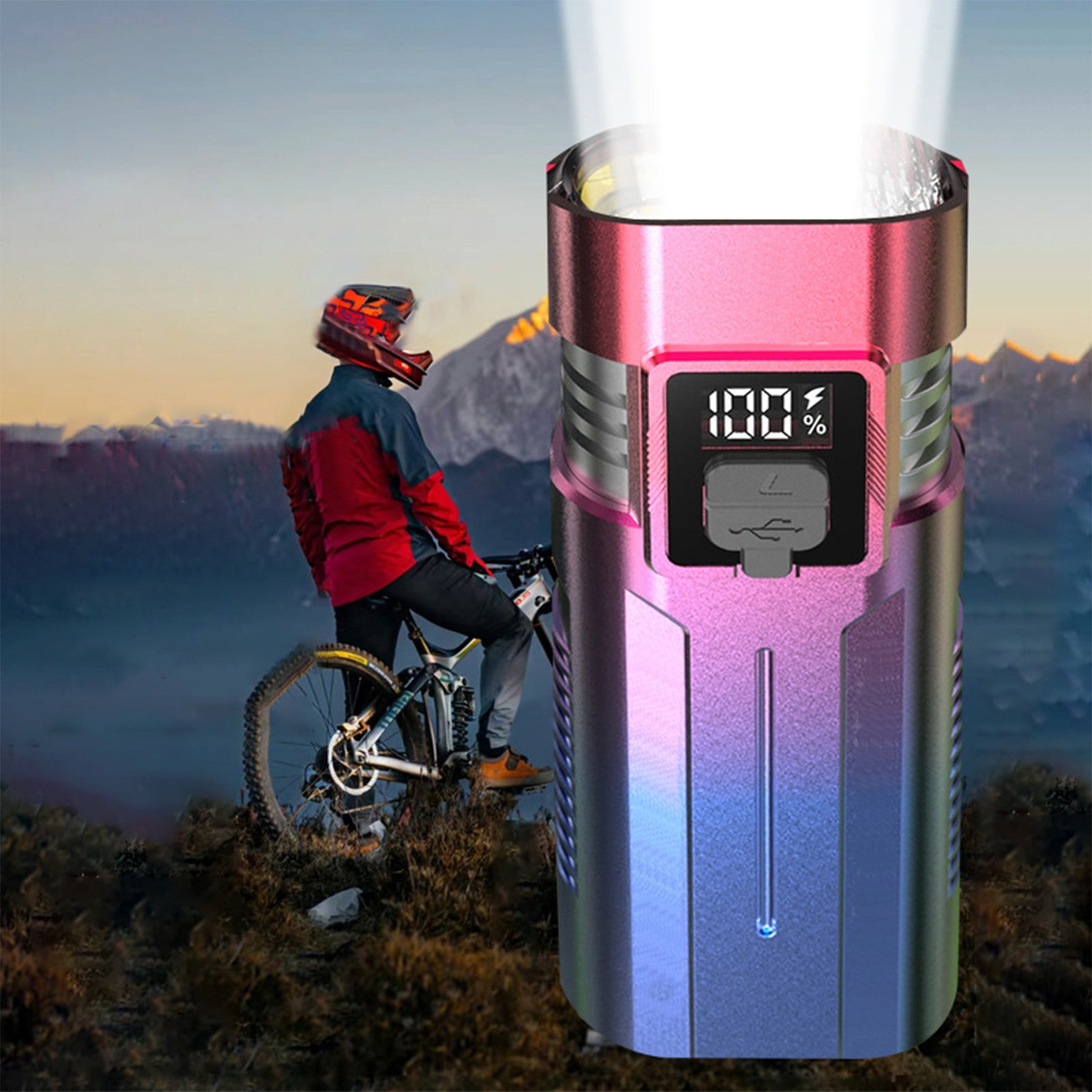 Front Light, LED Cycling Rechargeable Flashlight, Strong Aluminum Alloy ...