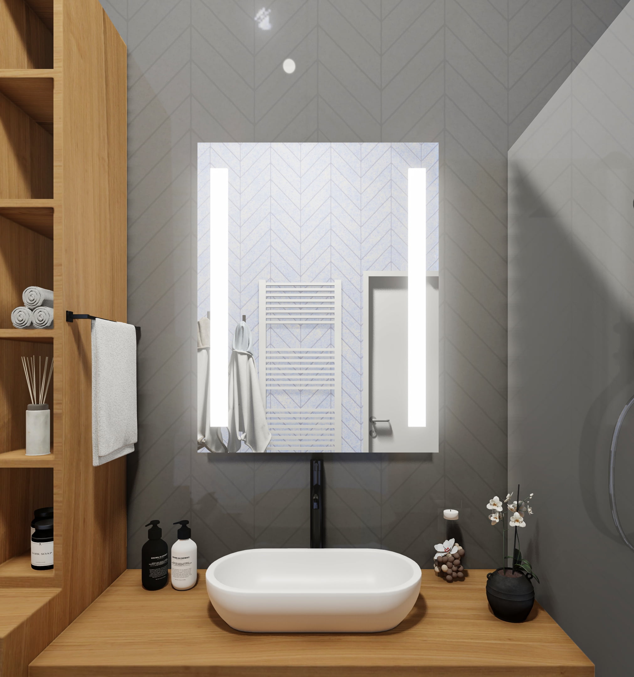 Front-Lighted LED Bathroom Vanity Mirror: 36" Wide x 40" Tall ...