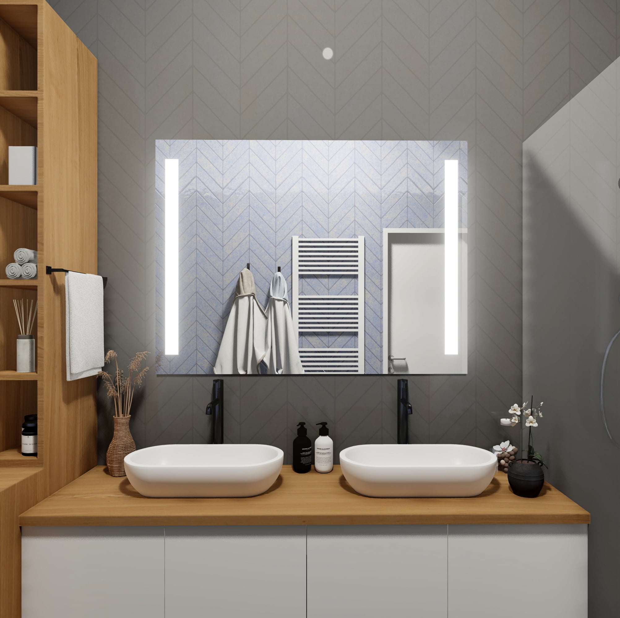 Front-Lighted LED Bathroom Vanity Mirror: 48" Wide x 36" Tall ...