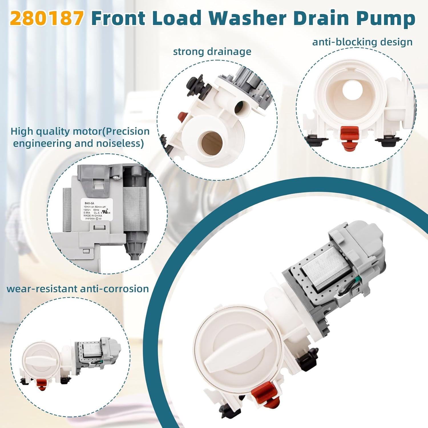 Front Load Washer Drain Pump Filter Assembly for , , - Walmart.com