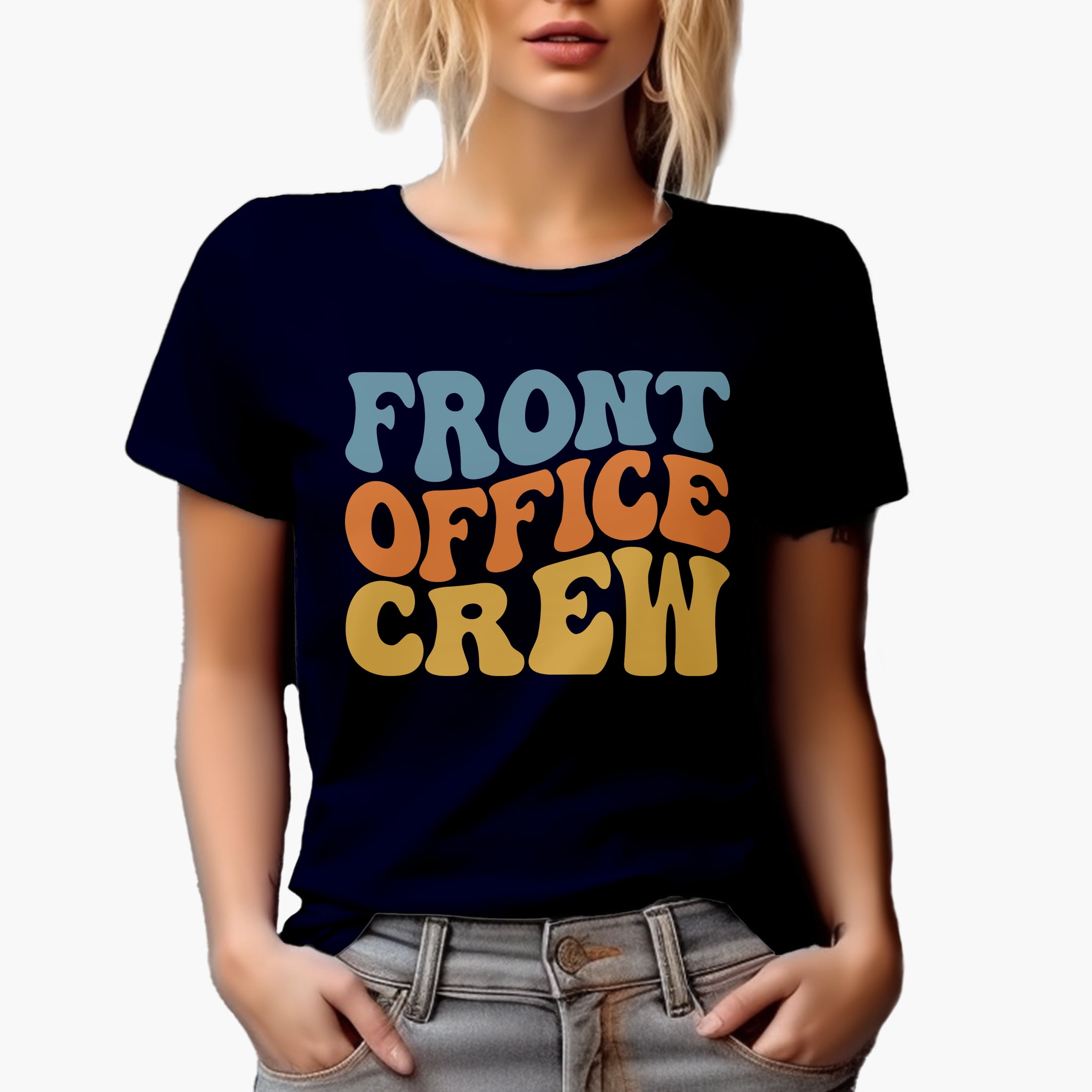 Front Office Crew, Company Employees Themed, Groovy Retro Wavy Text ...