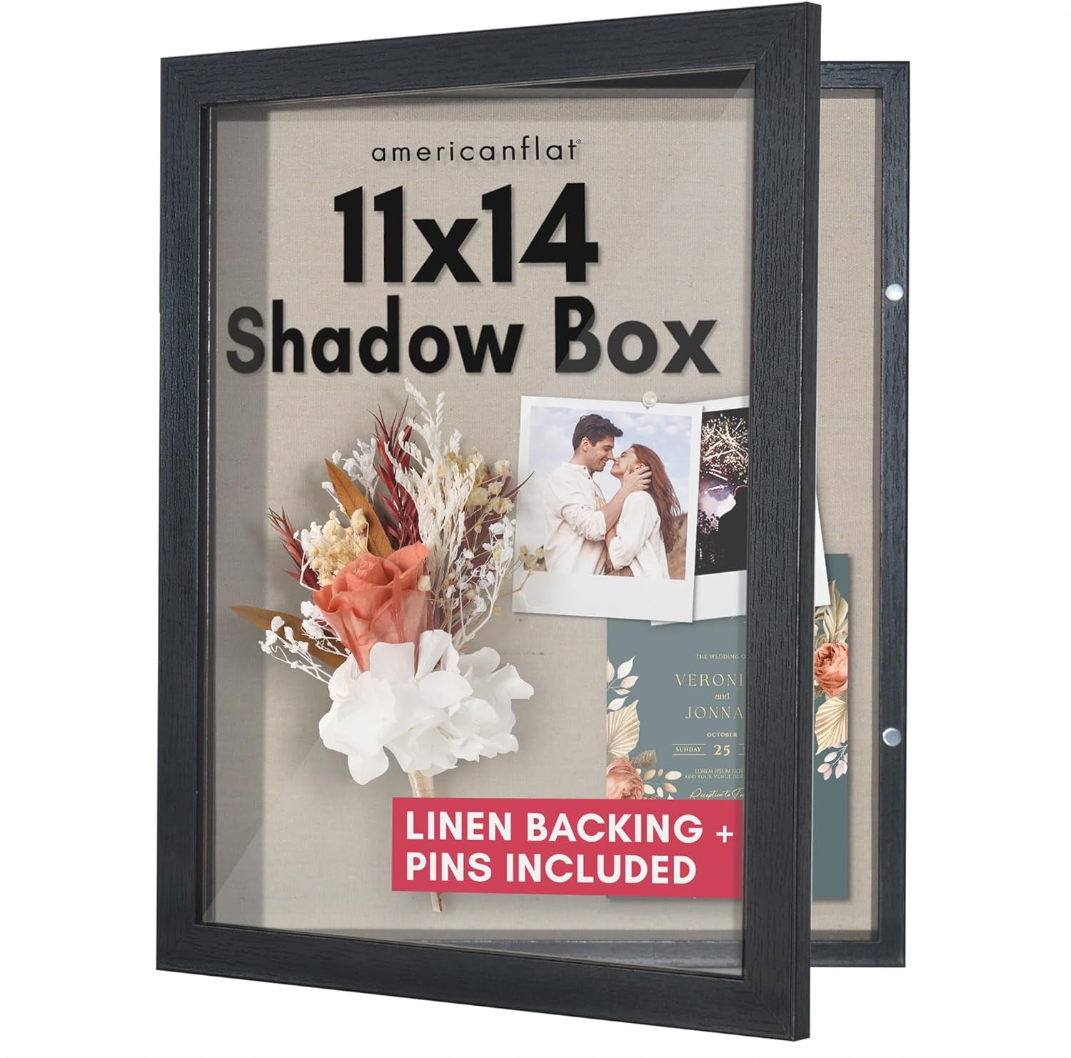 Front Opening 11x14 Shadow Box Frame with Shatter-Resistant Glass ...