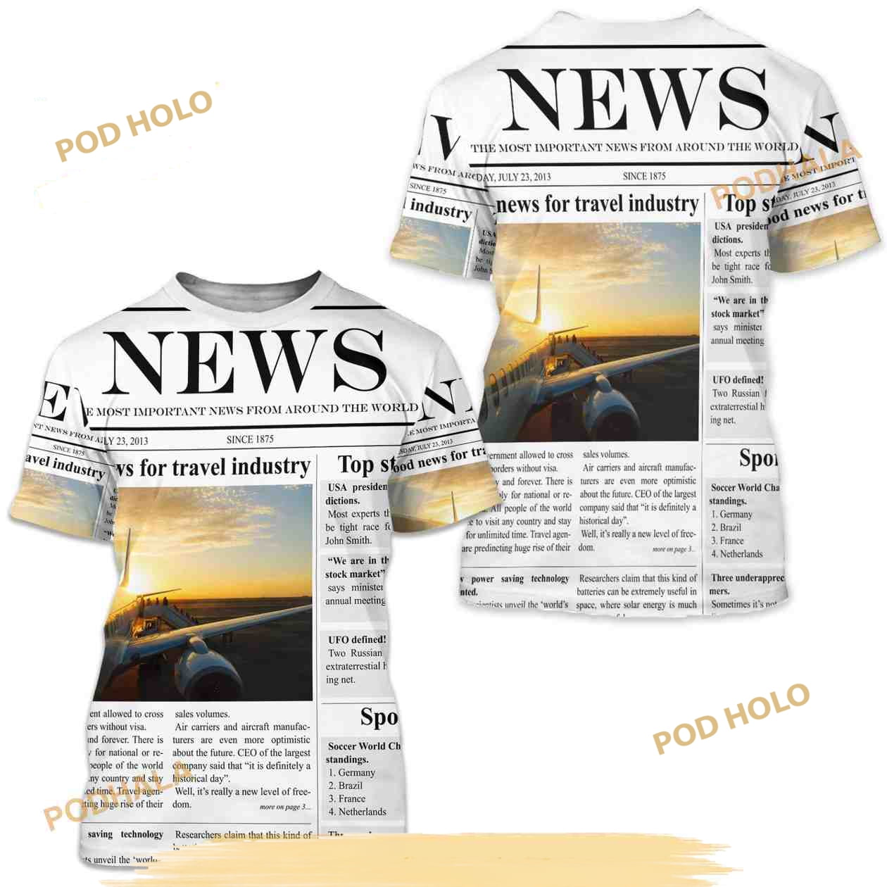 Front Page Newspaper Print 3D Shirt - Walmart.com