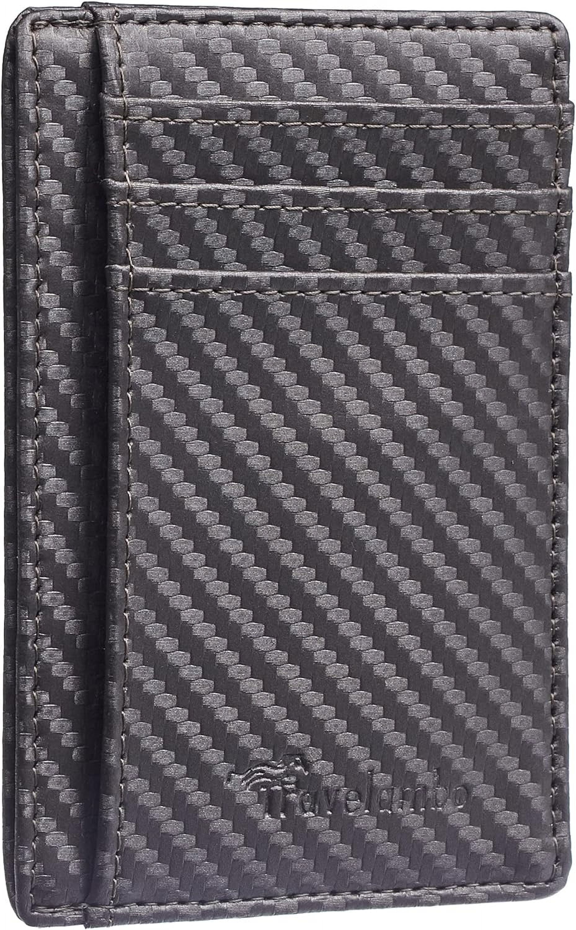 Front Pocket Minimalist Leather Slim Wallet RFID Blocking Carbon Fiber ...
