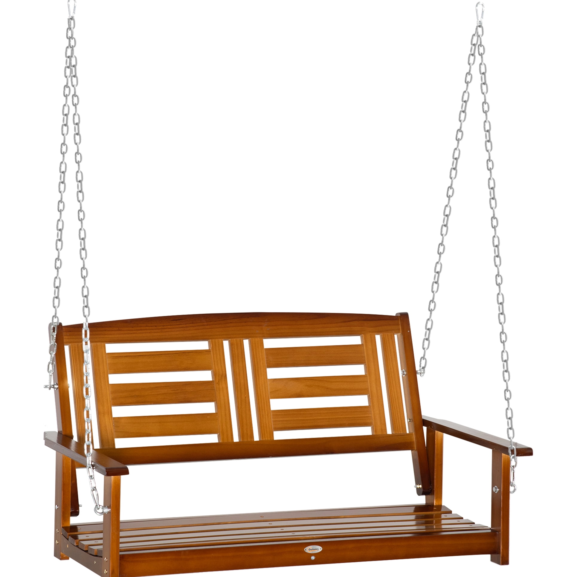 Front Porch Balcony Swing, 2 Person Hanging Patio Swing With Wood Frame ...