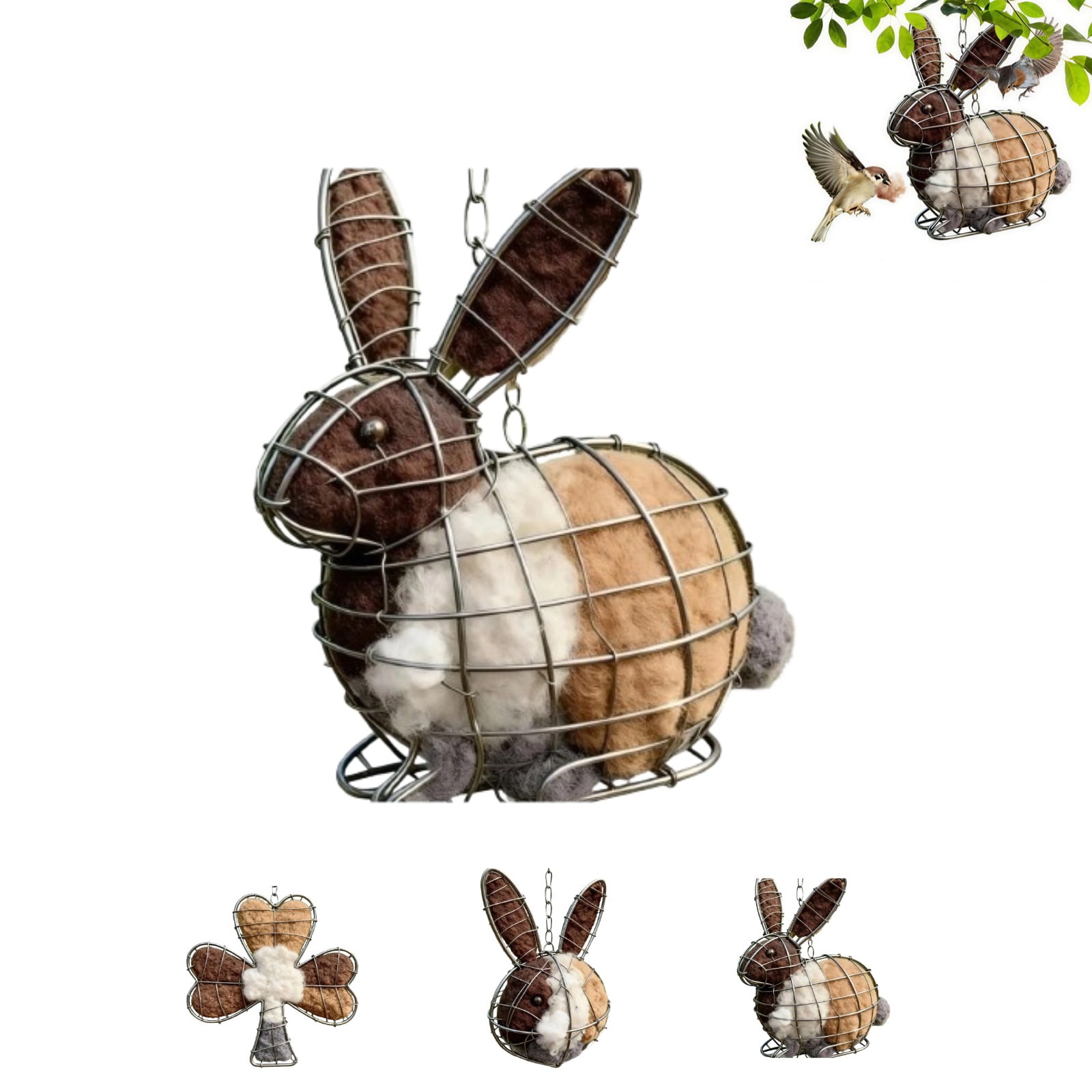 Front Porch Easter Decor & Wrought Iron Wool Filled Clover & Bunny ...