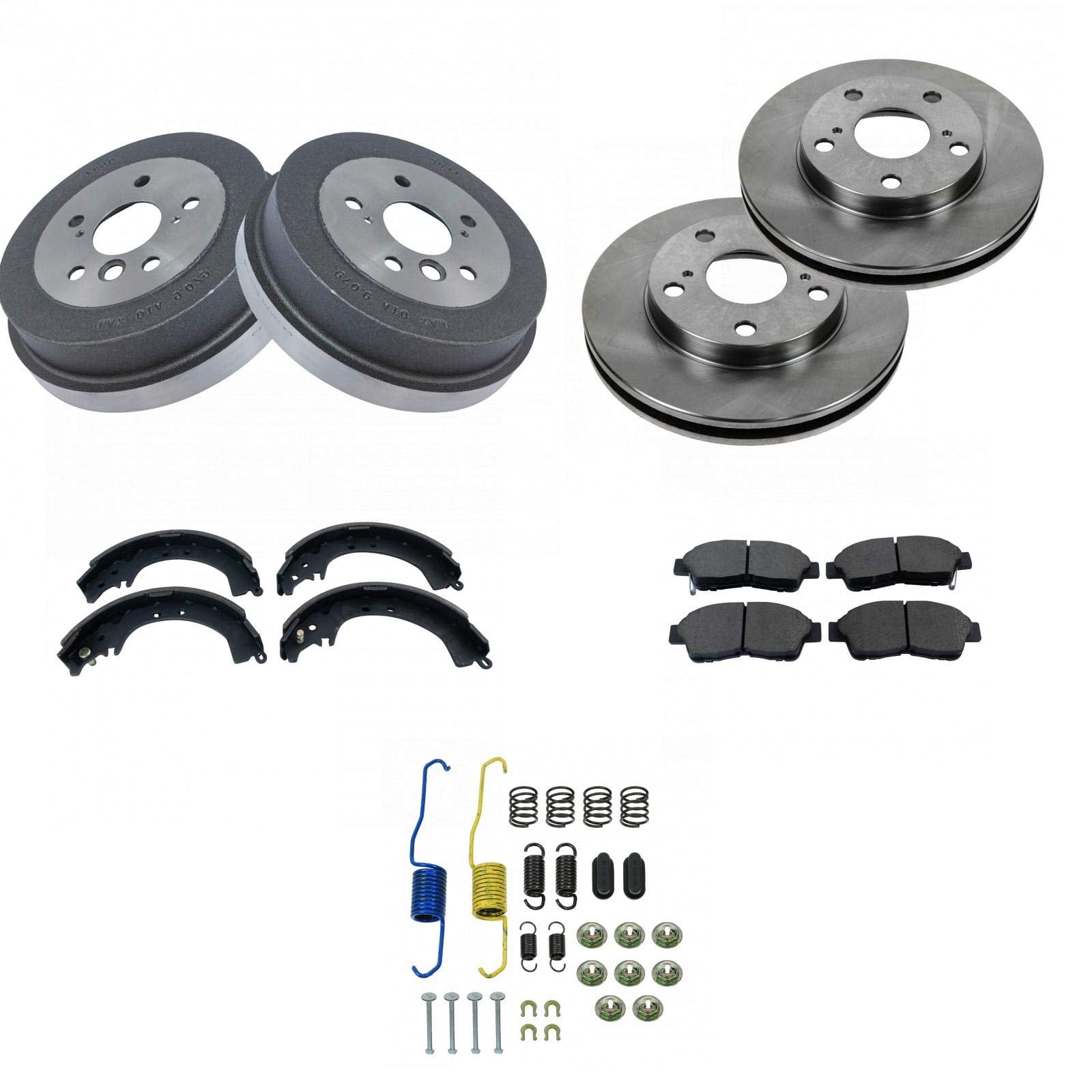 Front & Rear Brake Pad Rotor & Drum Shoe & Hardware Kit w/Fluids for Toyota BFS04862 Fits select ...