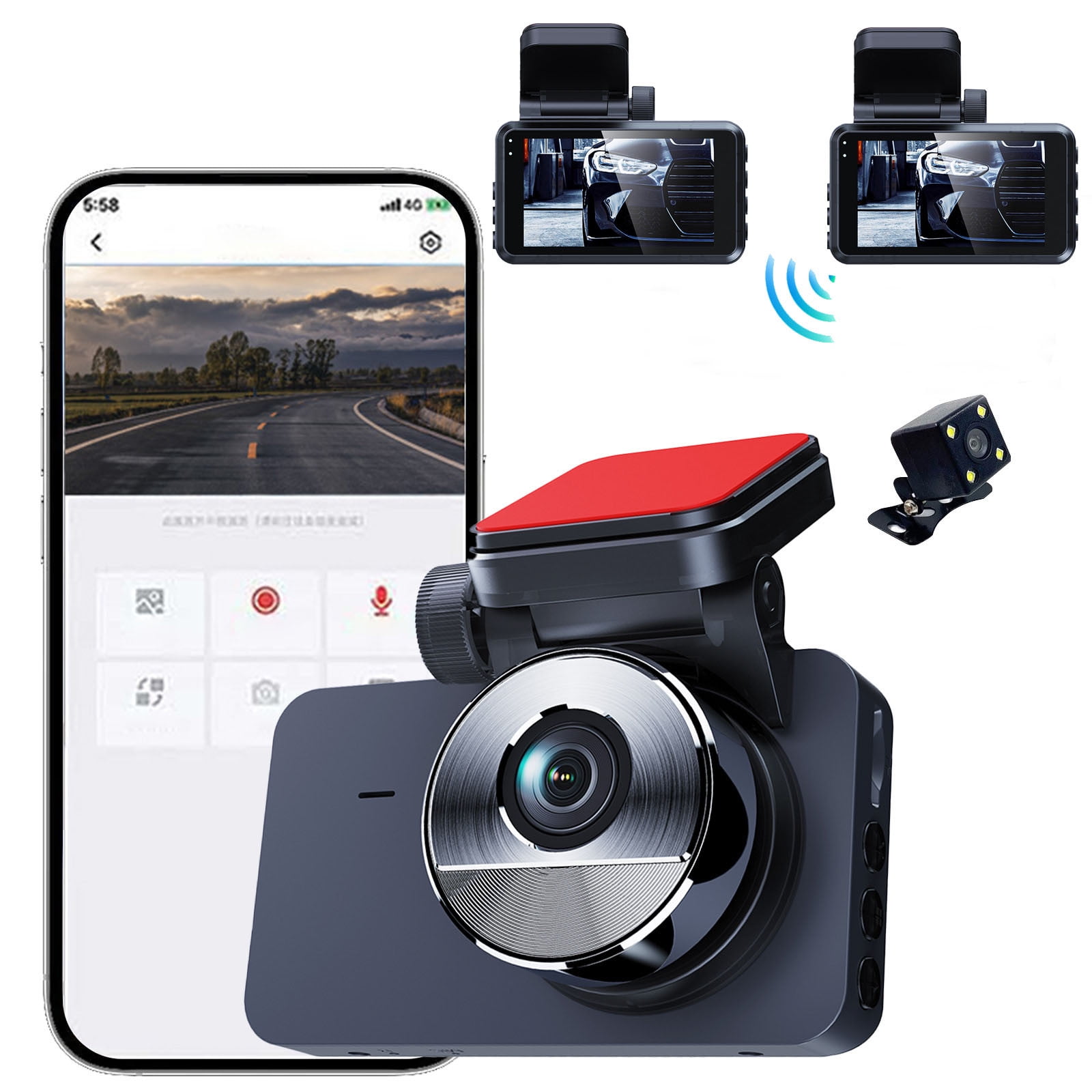 Front and Rear Camera, 3-inch Loop Recording, Mobile WIFI, Night Vision ...