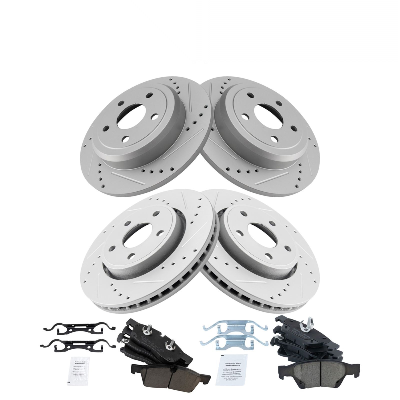 Front & Rear Ceramic Brake Pad & Rotor Kit for Dodge for Jeep for ...