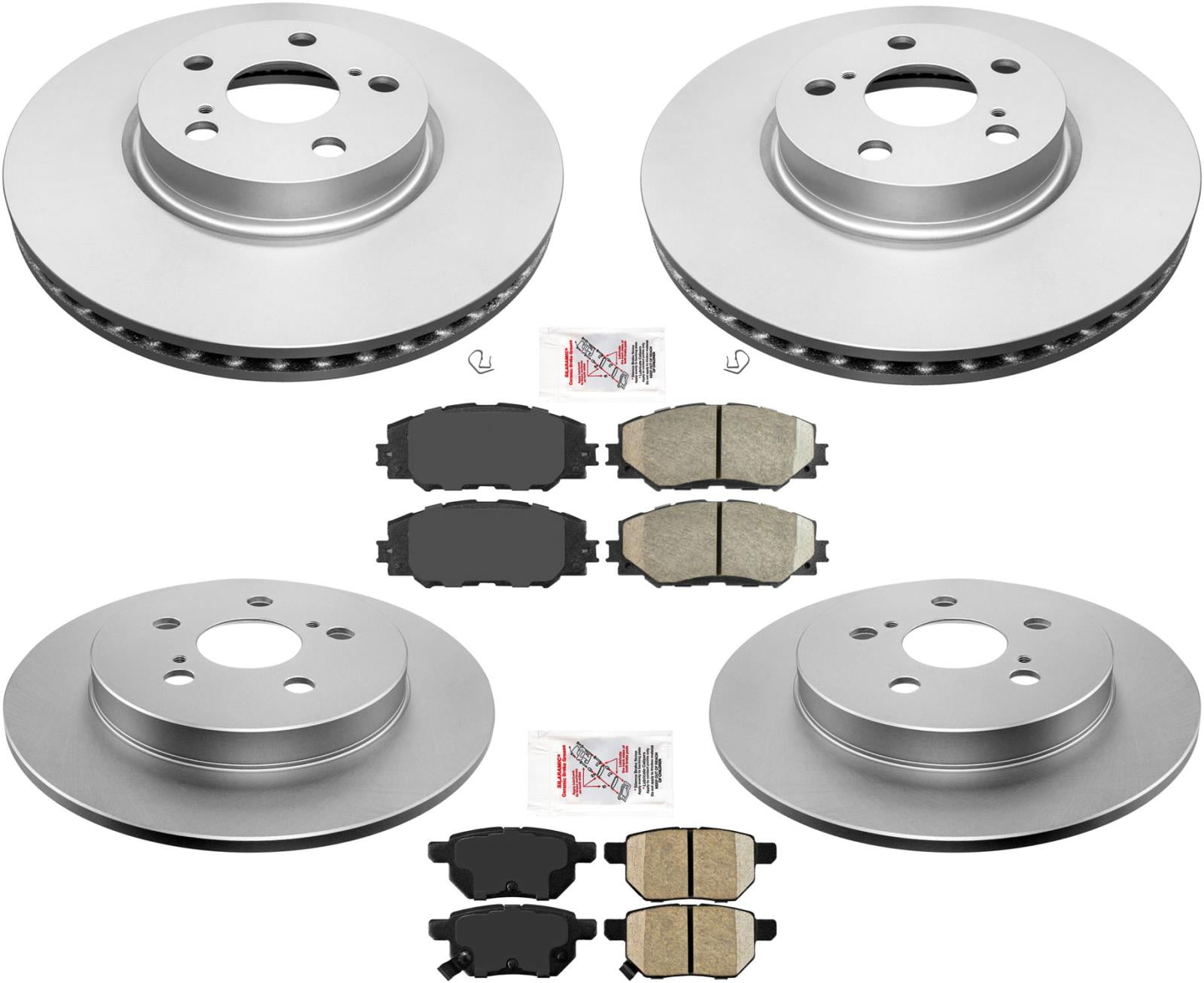 Front & Rear Coated Brakes Rotors & Ceramic Brake Pads For 2009-2013 ...