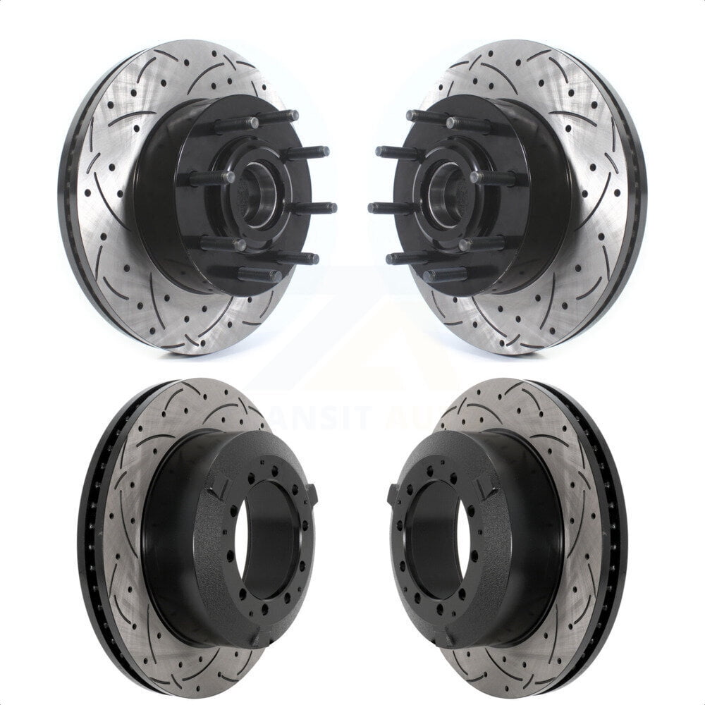 Front Rear Coated Drilled Slotted Disc Brake Rotors Hub Assembly Kit ...