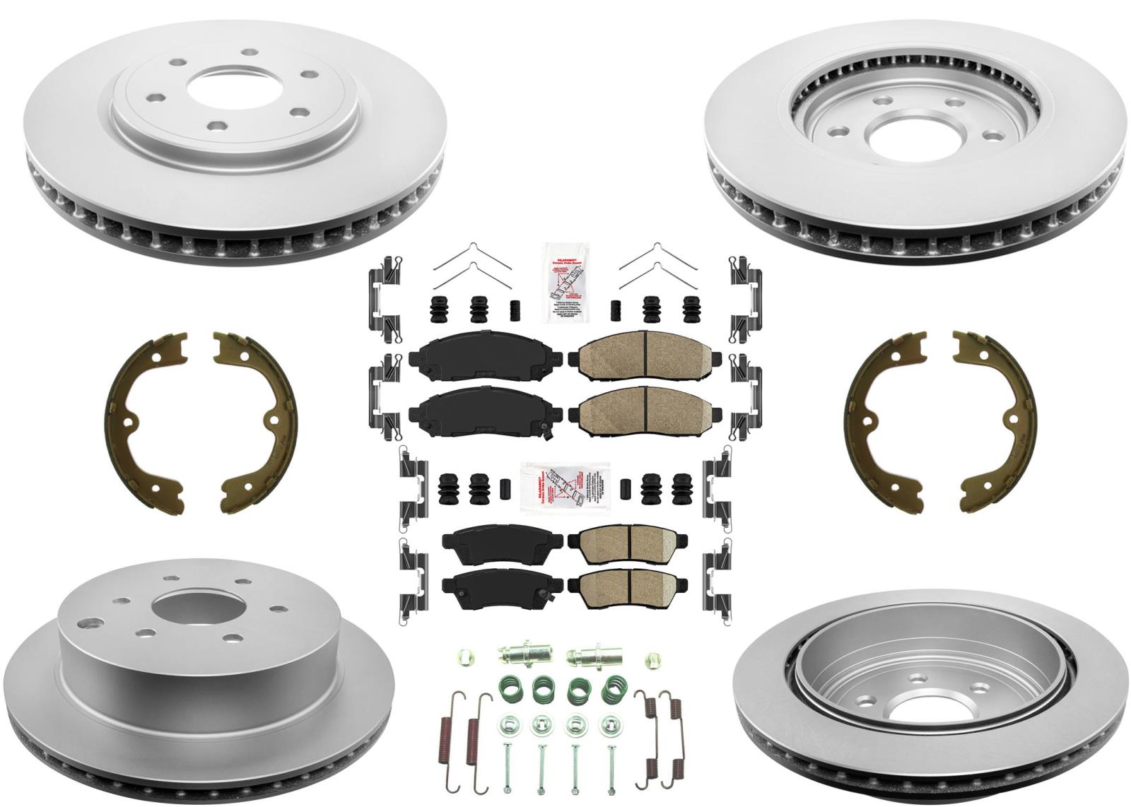 Front & Rear Coated Rotors & AmeriBRAKES Pads For Nissan Frontier 2016 ...