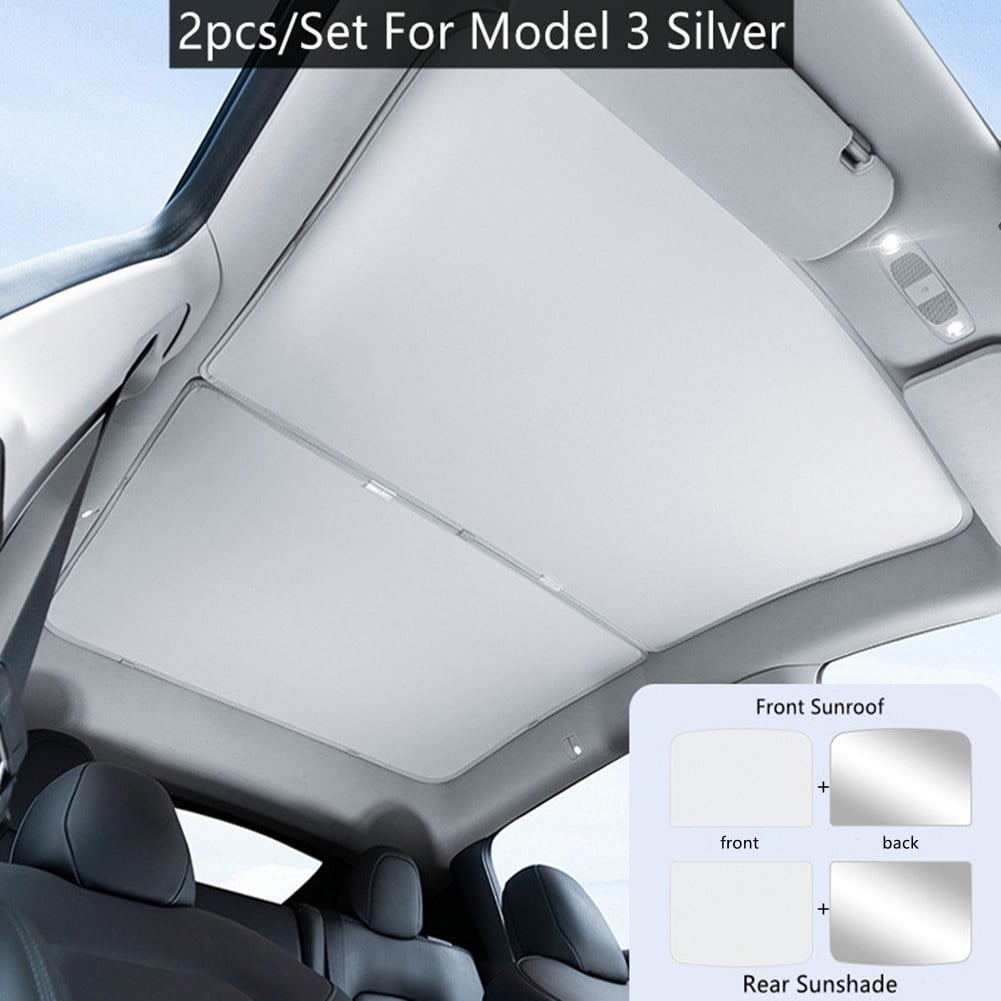 Front Rear Glass Sun Roof Shade Sunshade for Tesla for Model 3 Sunshade ...