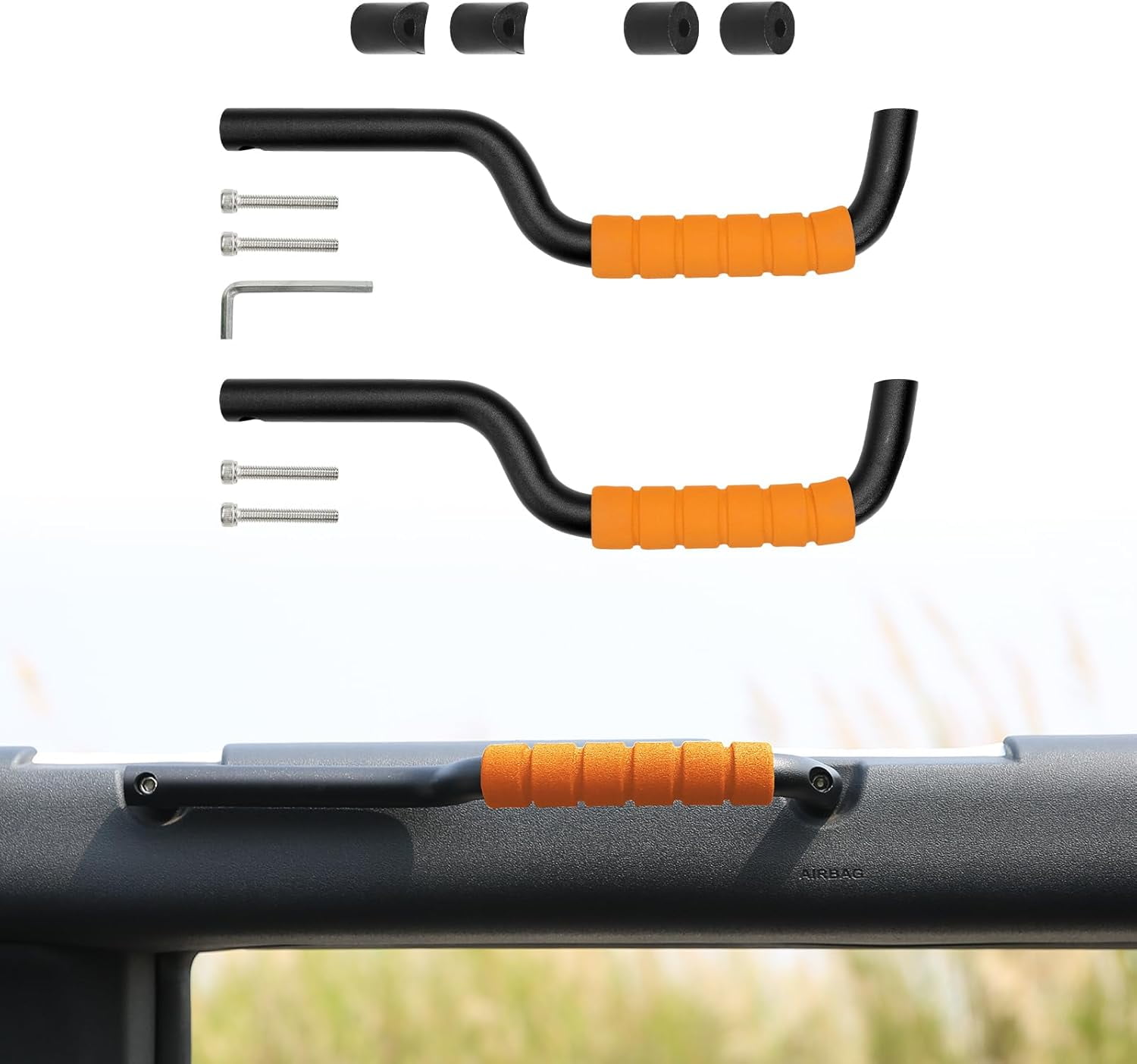 Front & Rear Roll Bar Grab Handles Compatible with 2023 2024 New Ford ...