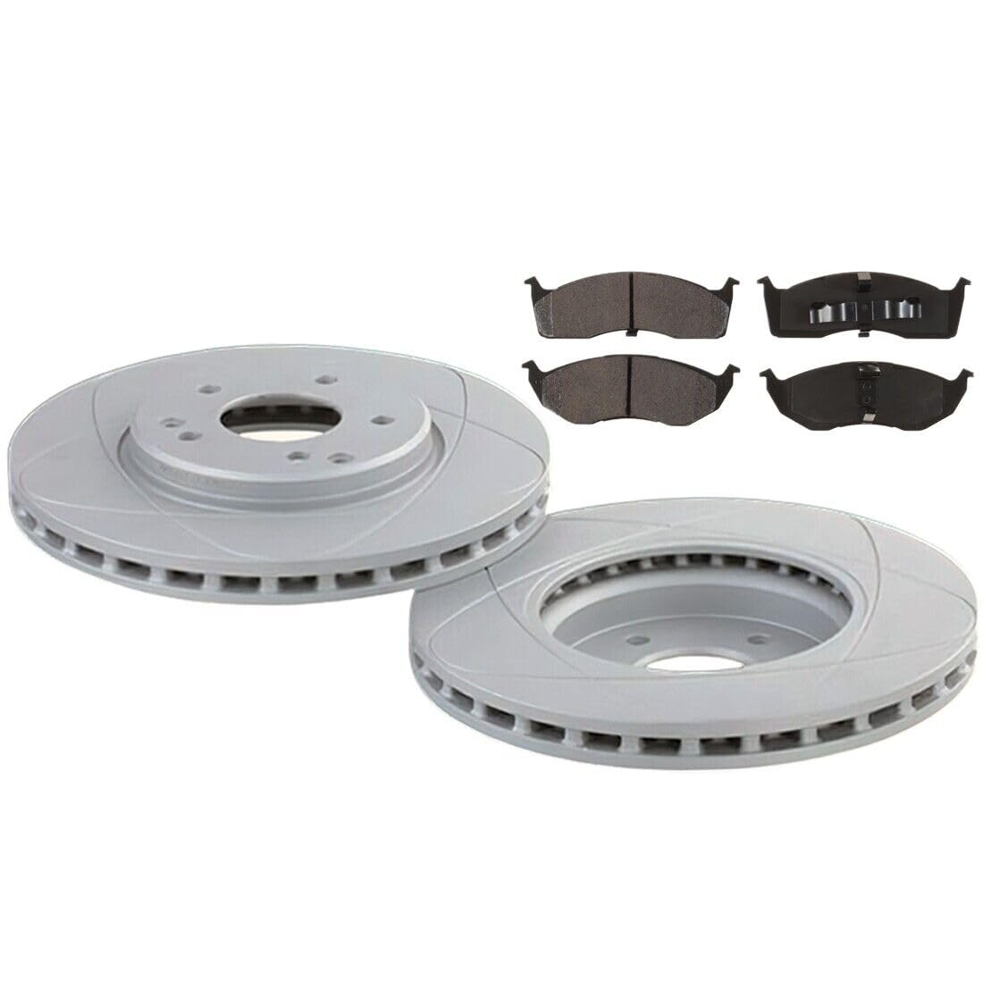 Front Slotted Disc Brake Rotors & Pads Complete Set, Compatible with ...