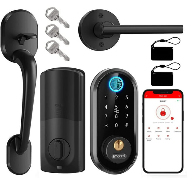 SMONET Keyless Entry, Smart Door Lock with Touchscreen, Bluetooth ...