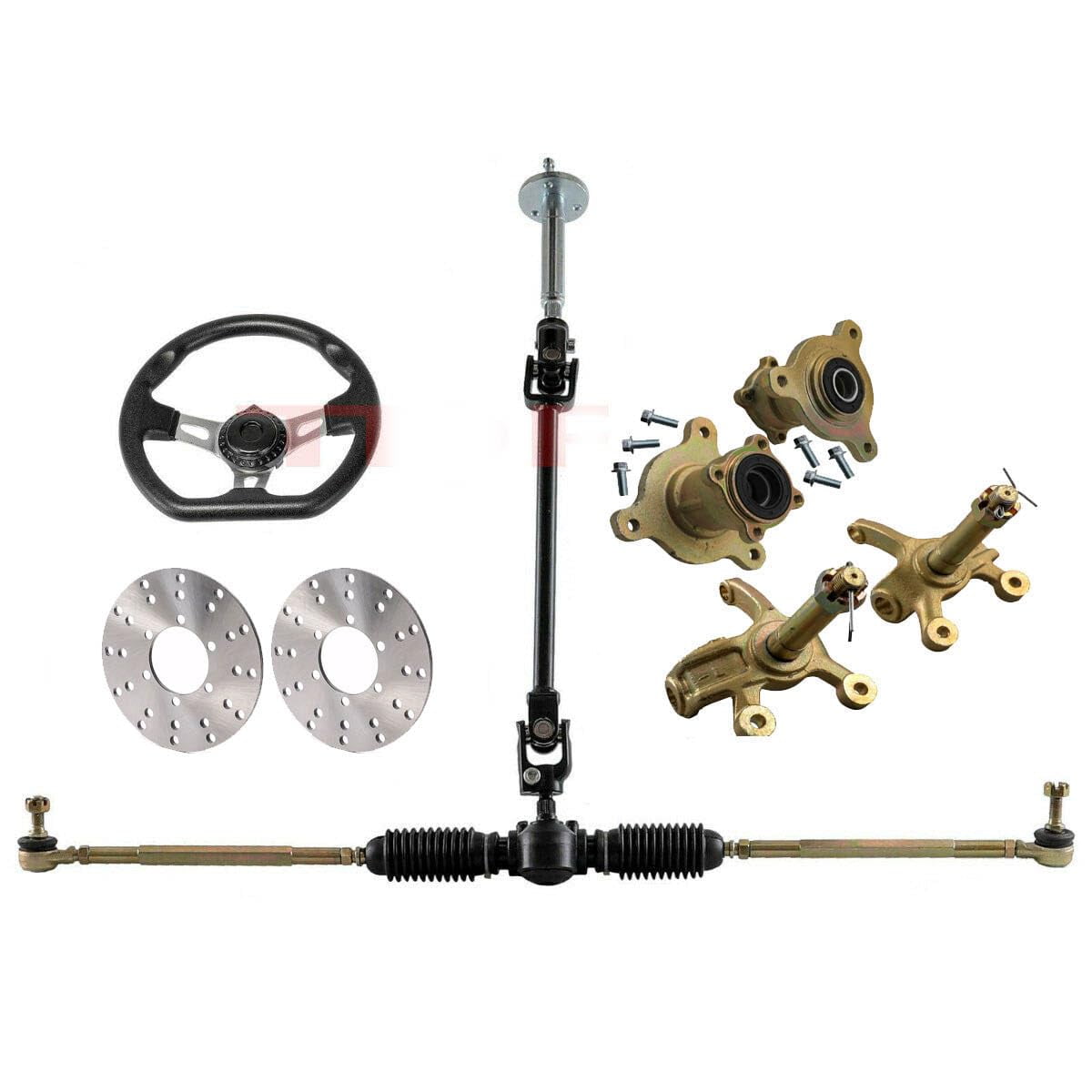 Front Steering Wheel Tie Rod Kit Gear Rack Pinion Shaft & 3 Lug Wheel ...
