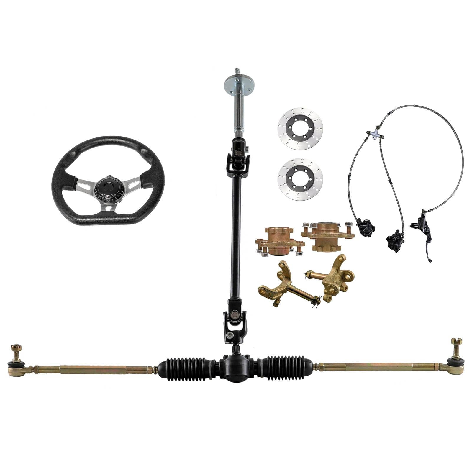 Front Steering Wheel Tie Rod Kit Gear Rack Pinion Shaft & 4 Lug Wheel ...