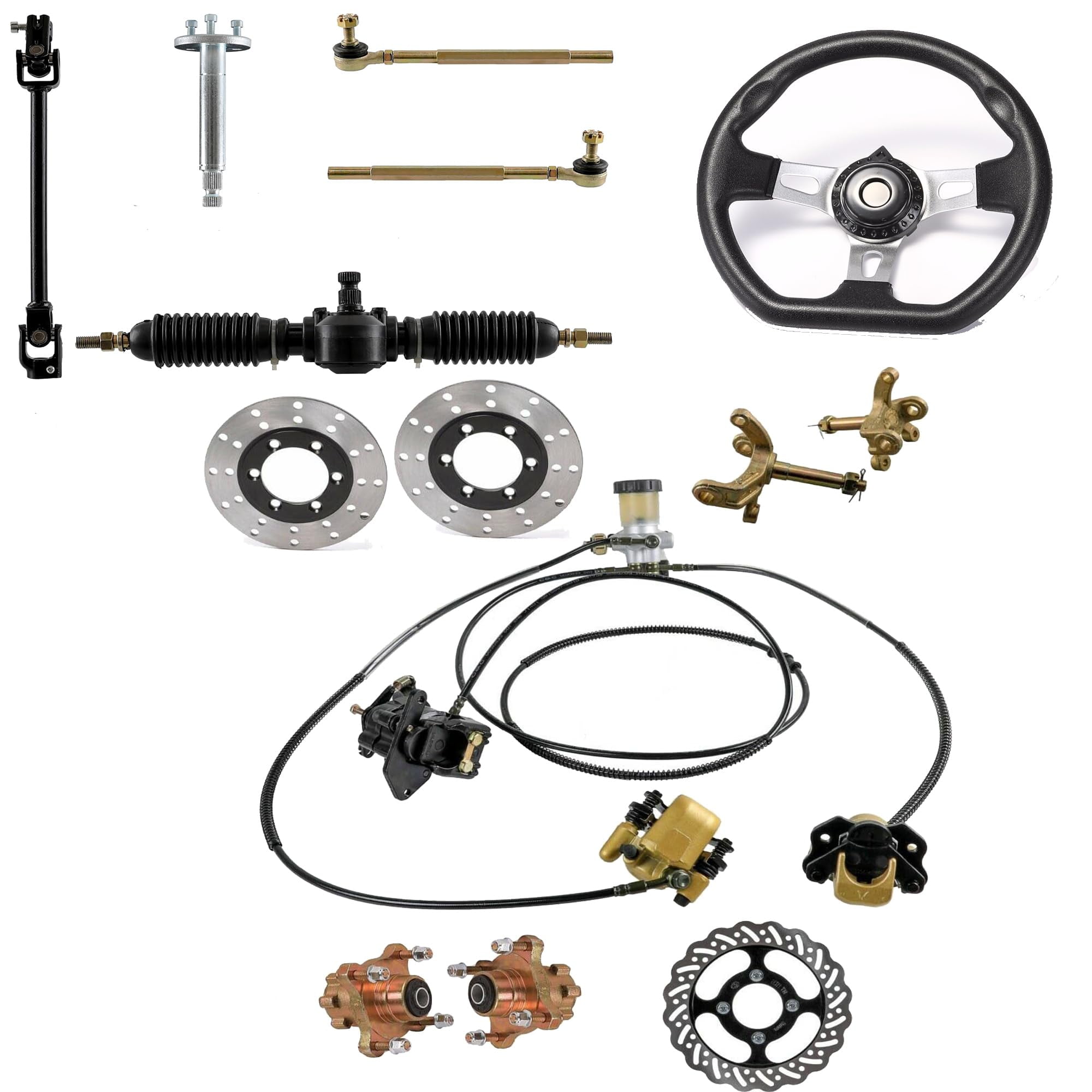 Front Steering Wheel Tie Rod Kit Gear Rack Pinion Shaft & 4 Stud Wheel ...