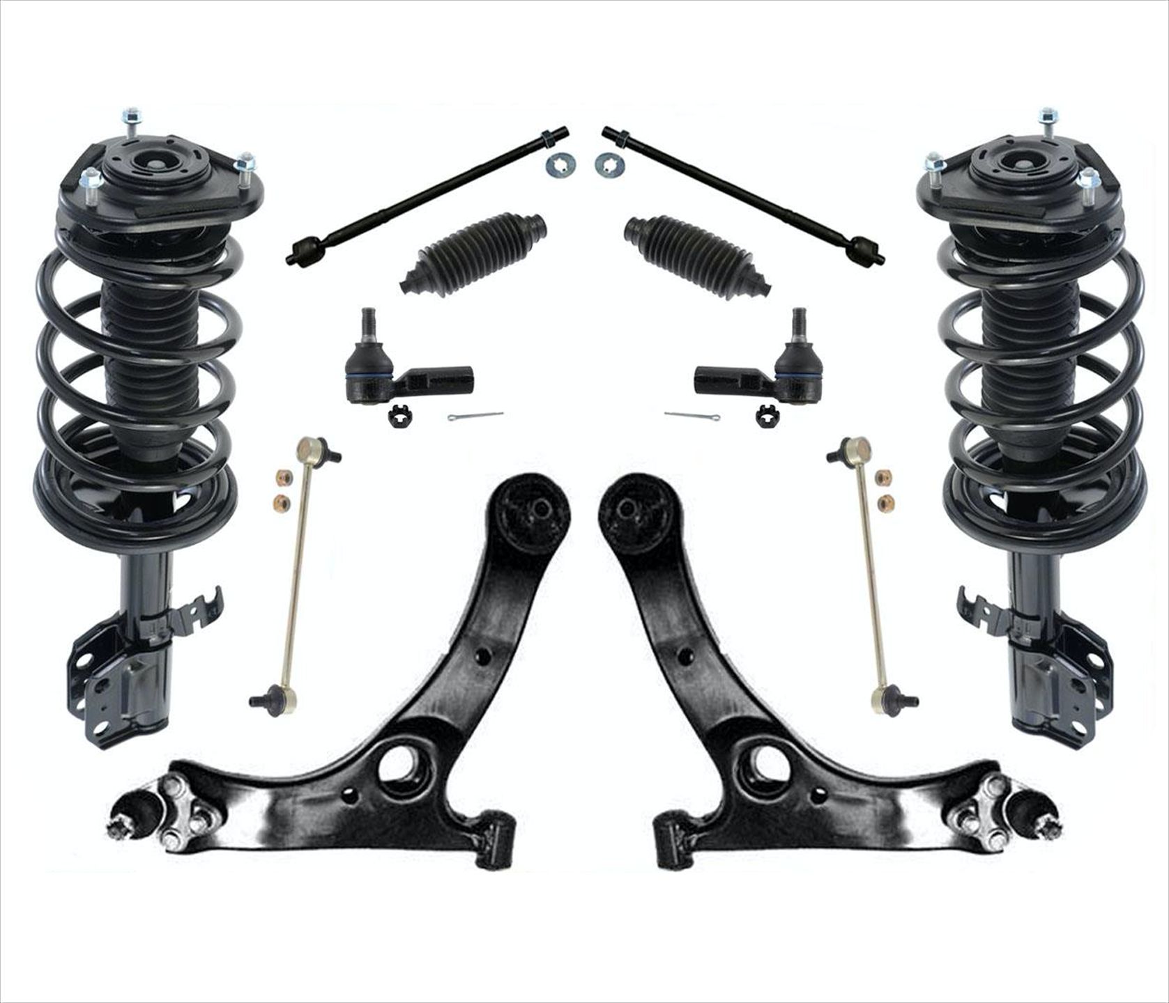 Front Stuts Control Arms Tie Rods 12P fits Toyota Matrix Front Wheel ...