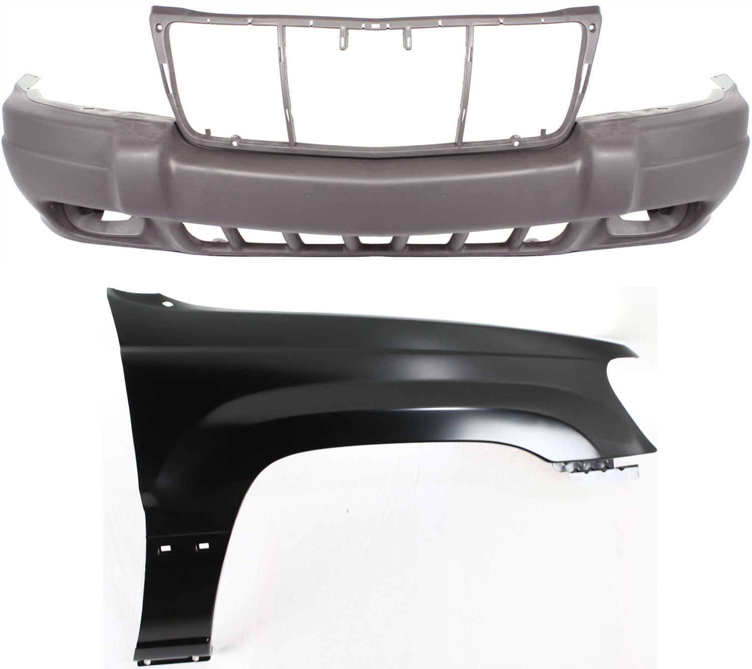 Front Textured Bumper Cover Kit includes Fender Replacement for 1999 ...