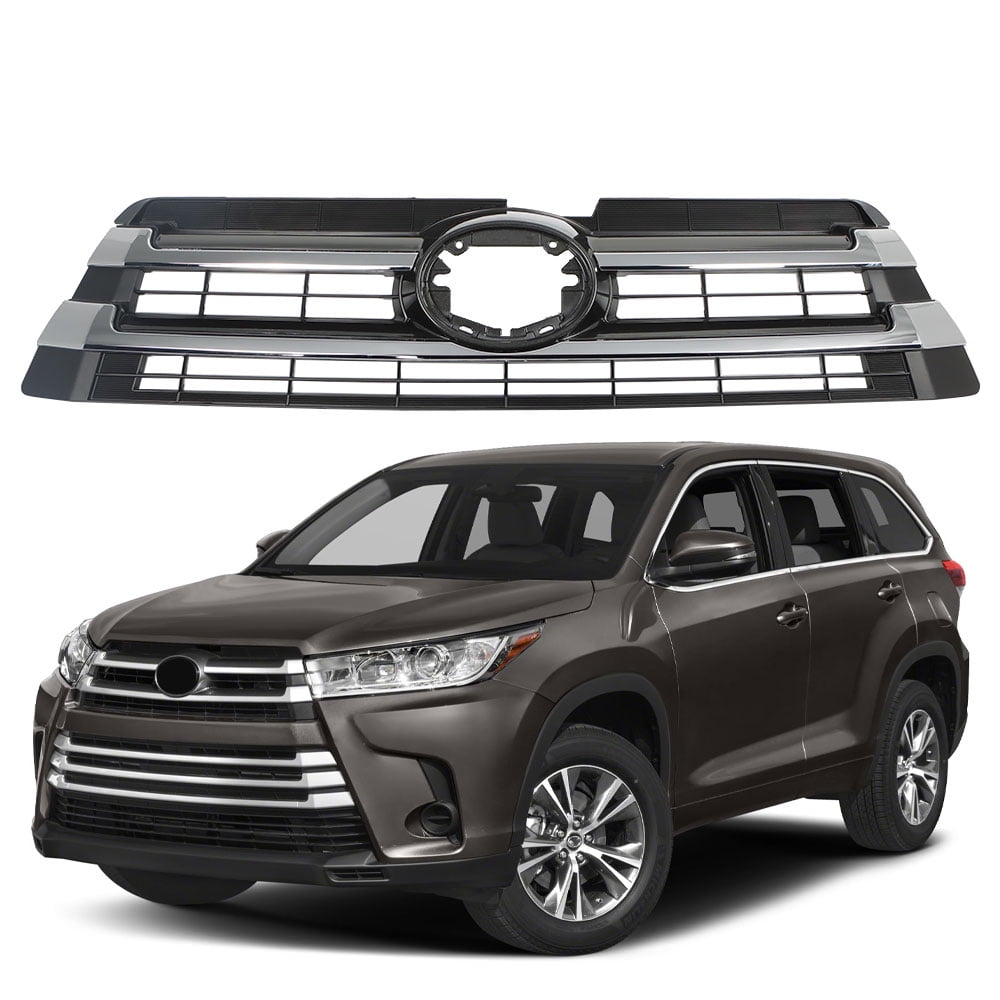 Front Upper Grill Chrome & Black Grille Fit for Toyota Highlander (2017 ...