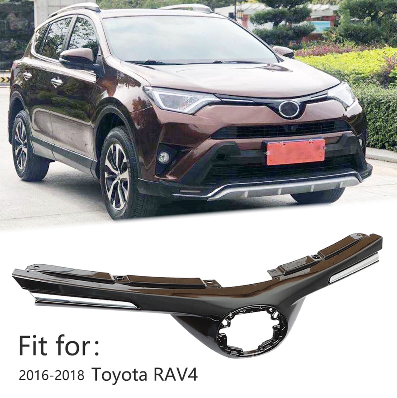 Front Upper Grille Grill Fit for Toyota RAV4 2016-2018 - Walmart.com