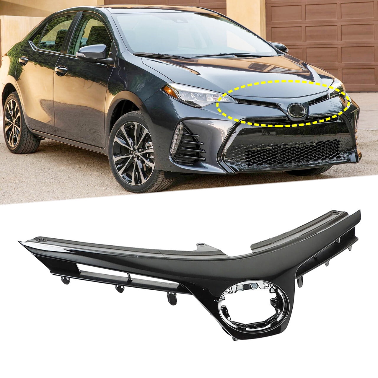 Front Upper Grille & Trim Fit for Toyota Corolla SE 2017-2018 Grill ...