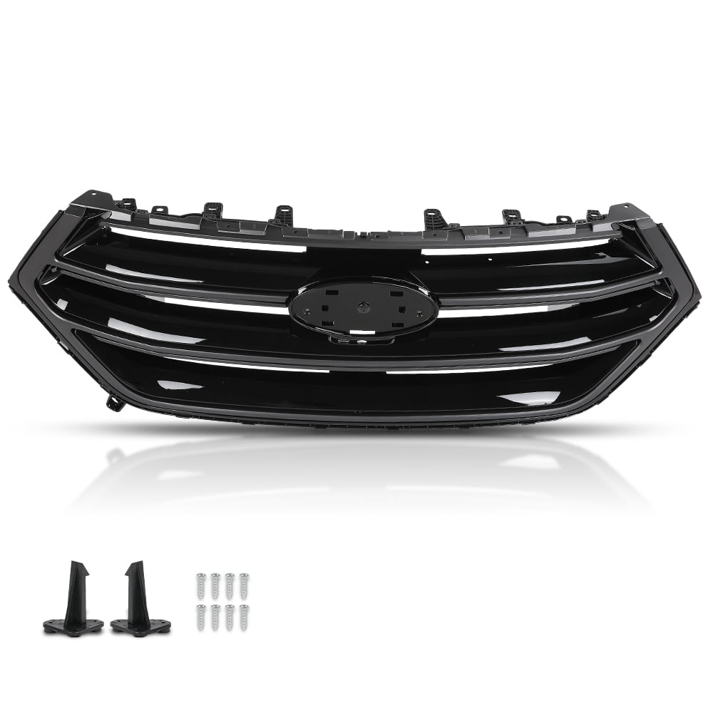 Front Upper Grille w/Camera Hole Gloss Black Grill Fit For Ford Edge ...