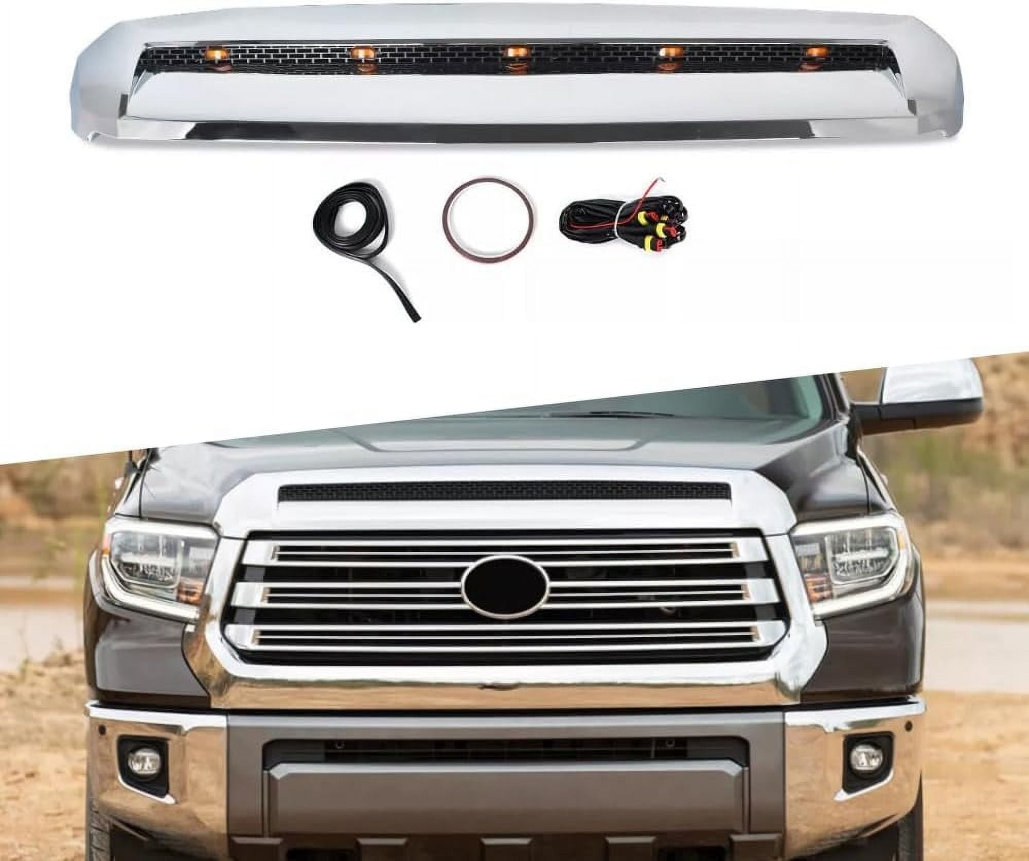 Front Upper Hood Bugle Molding with 5 Amber LEDs Compatible with Toyota Tundra 2014 2015 2016 ...