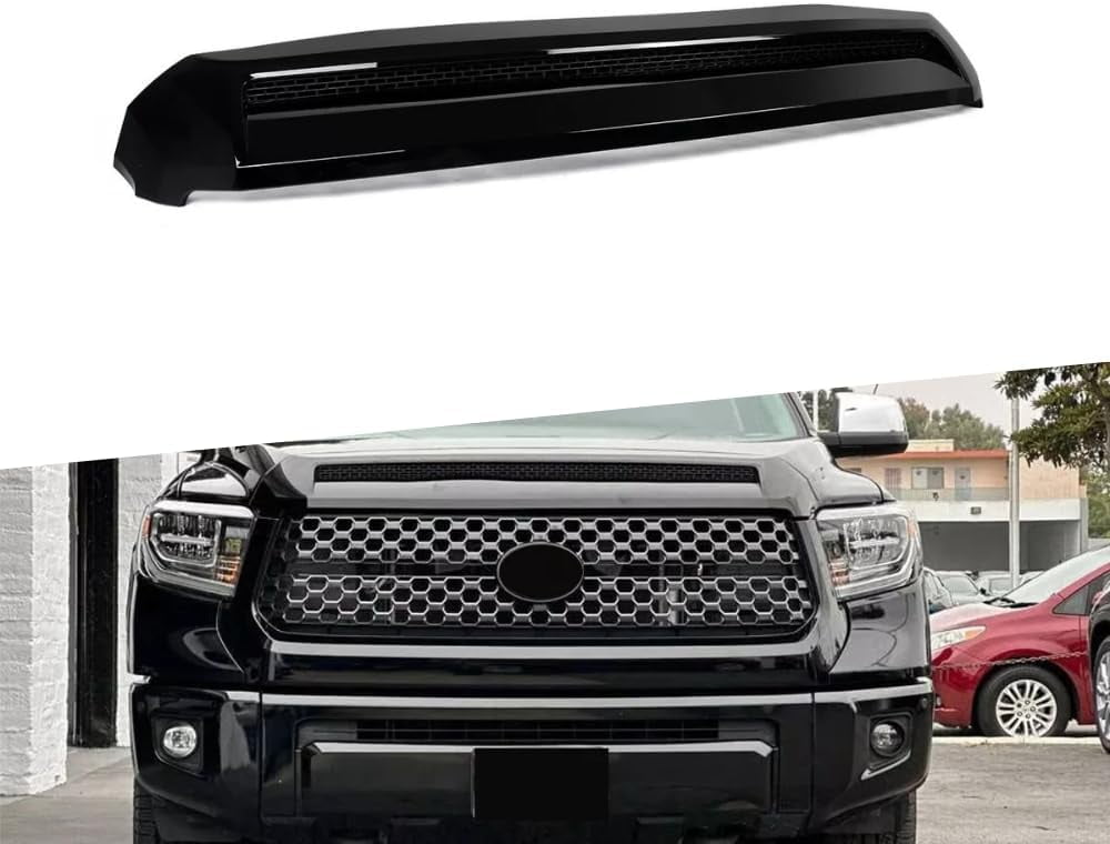 Front Upper Hood Bugle Molding Gloss Black Compatible with Toyota Tundra 2014 2015 2016 2017 ...
