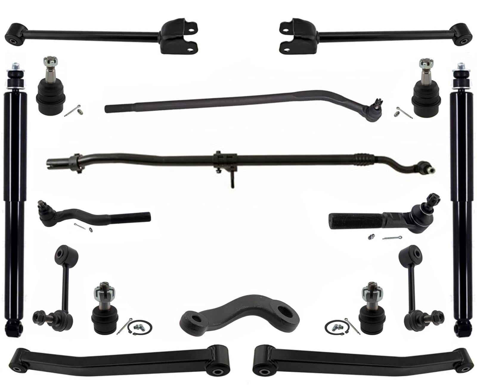 Front Upper & Lower Control Arm & Shocks 17 Pc Kit For Jeep Wrangler ...