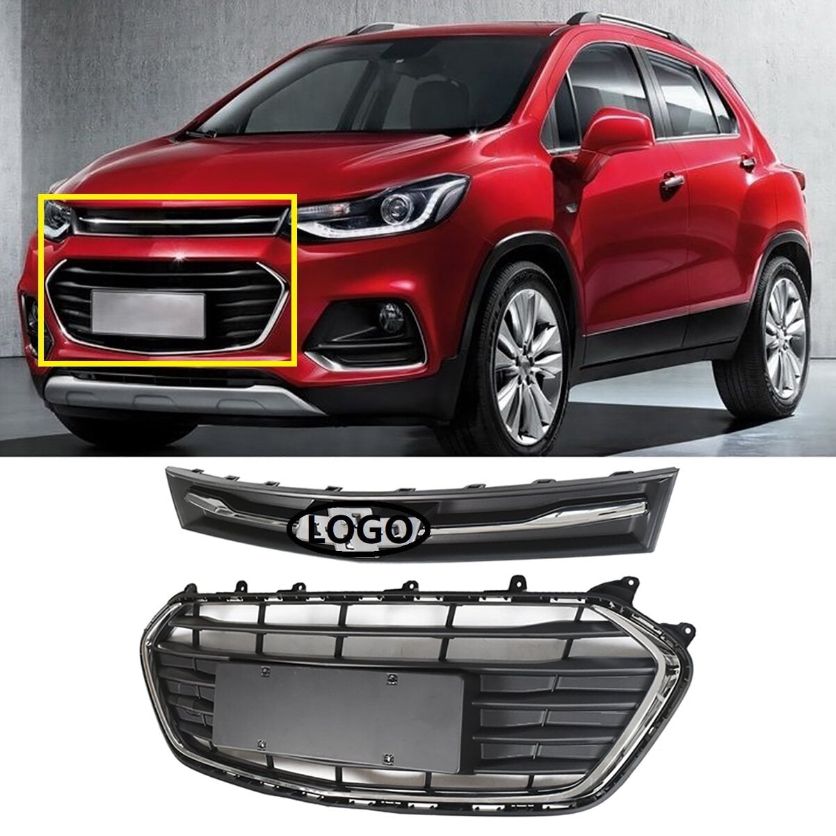 Front Upper & Lower Grille Fit for Chevrolet Trax (2017-2021) - Walmart.com
