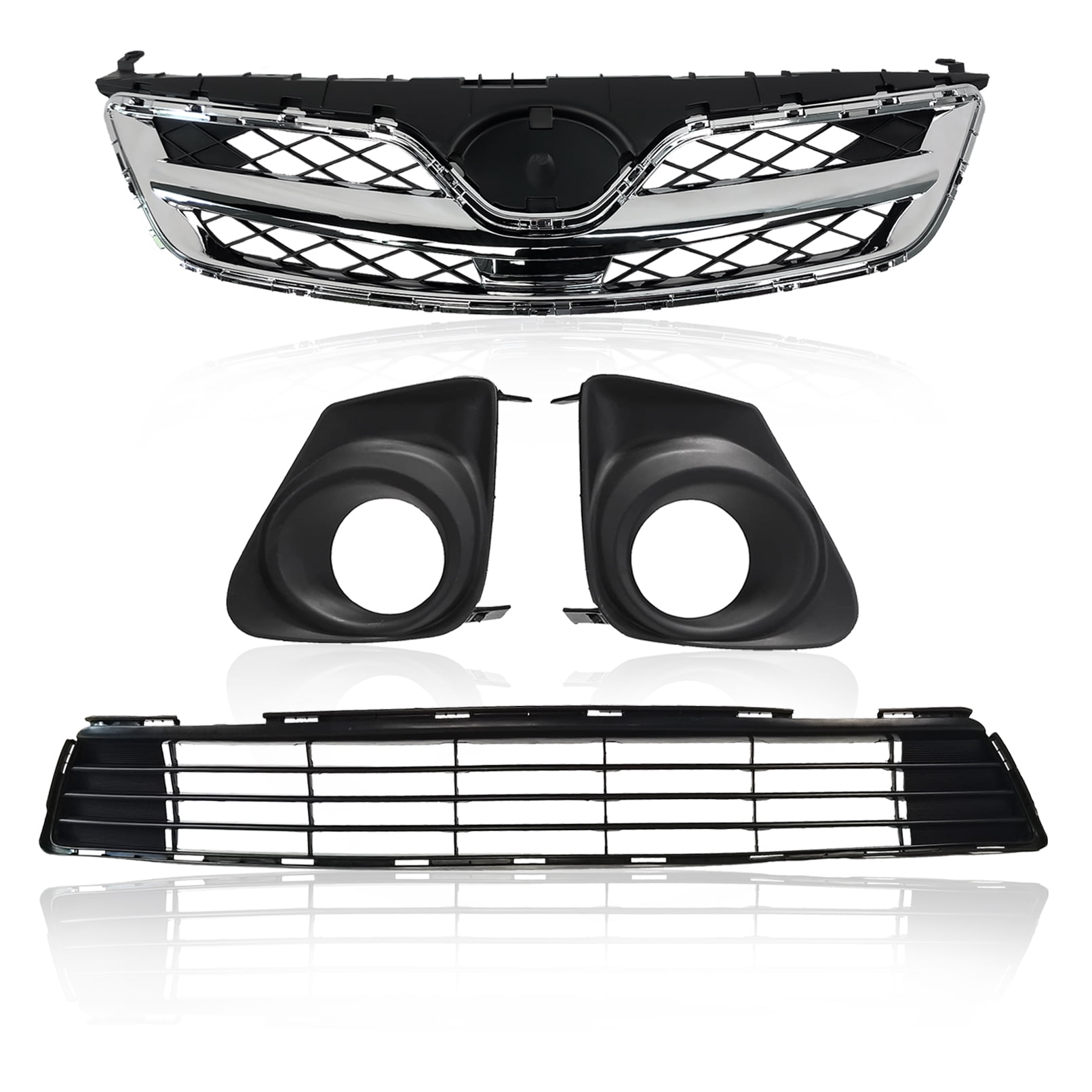 Front Upper & Lower Grille + Foglight Covers For 2011-2013 Toyota ...