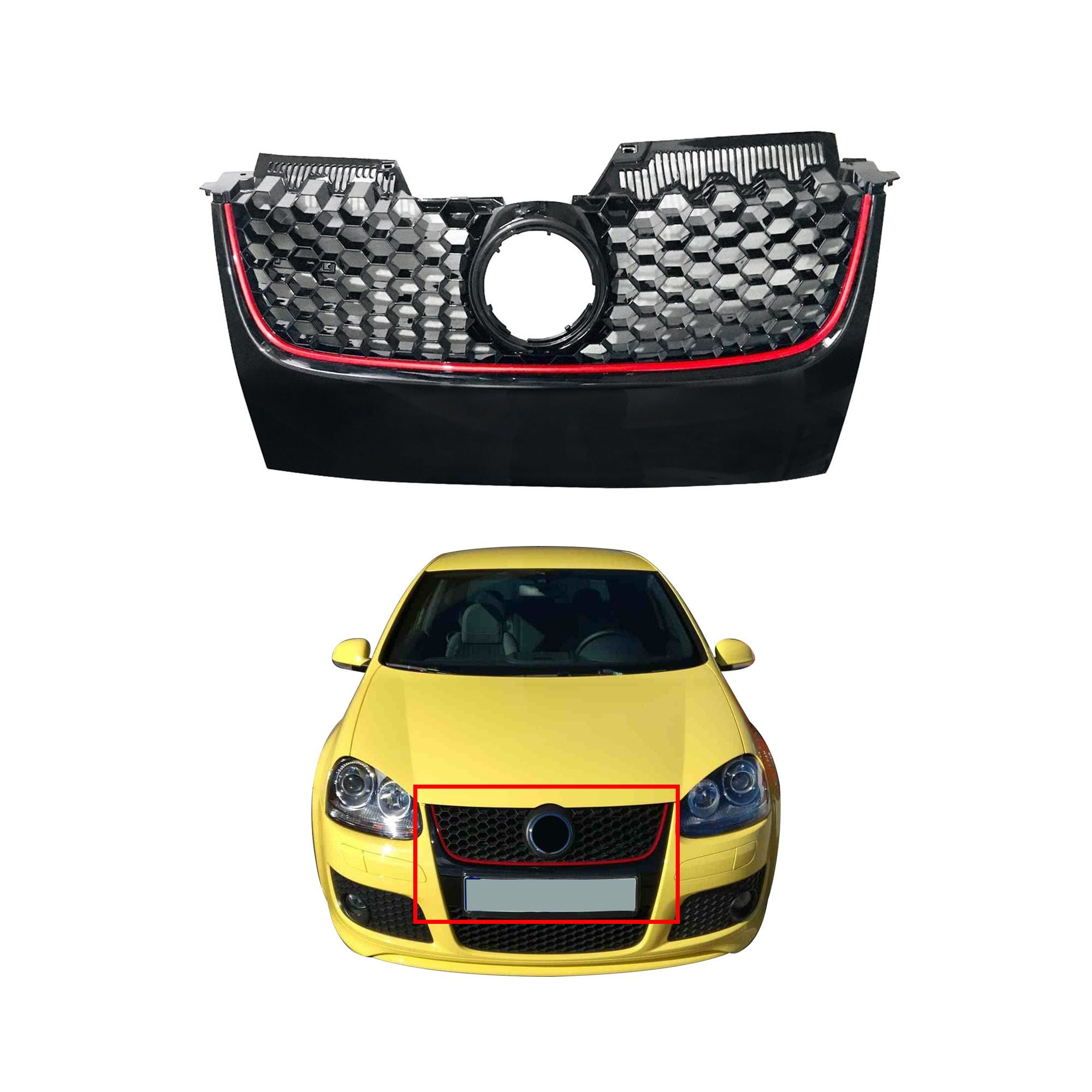 Front Upper Main Black W/ Red Trim Mesh Grille For 2006 2007 2008 2009 ...