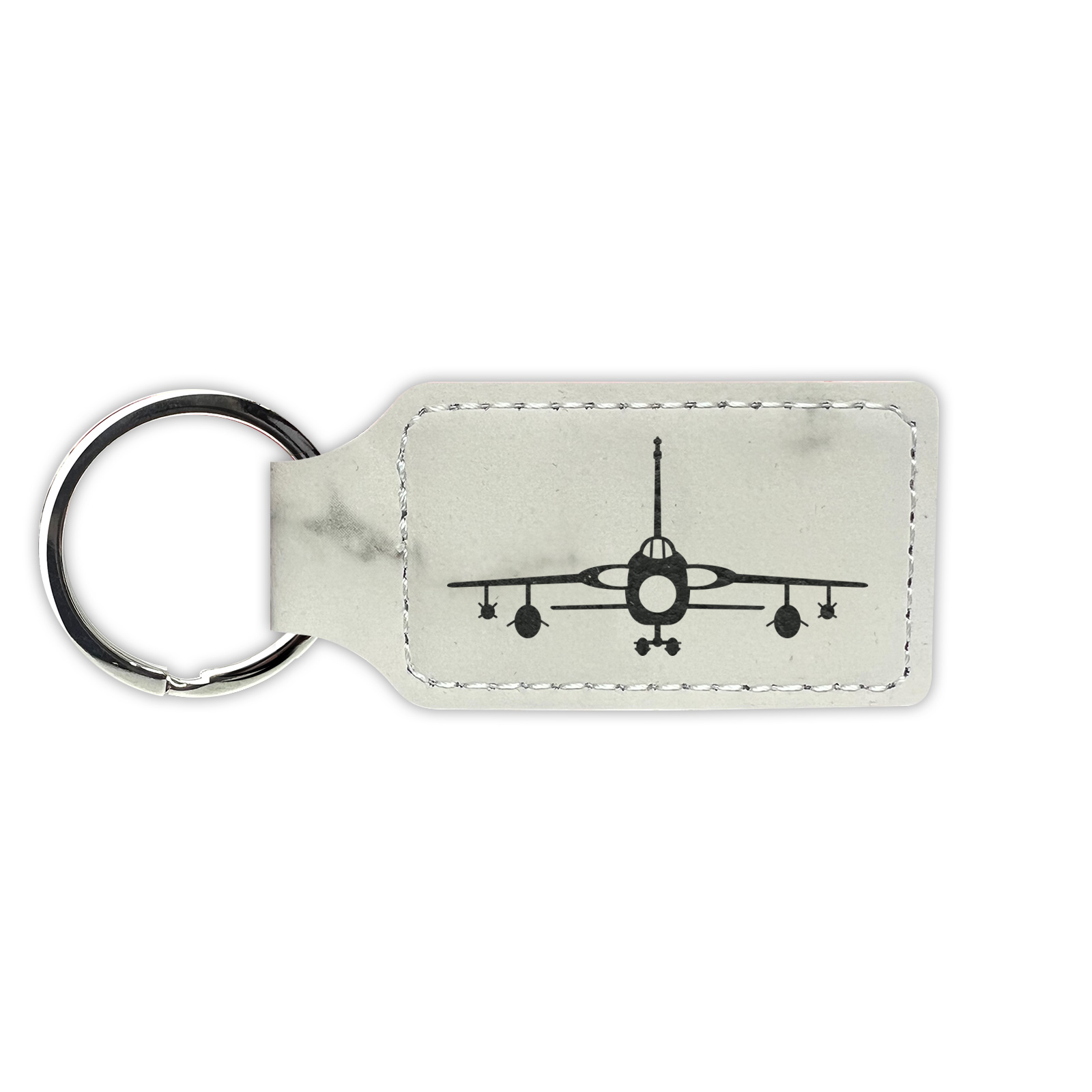 Front View F-105 Thunderchief Keychain Leatherette Rectangle - Laser ...