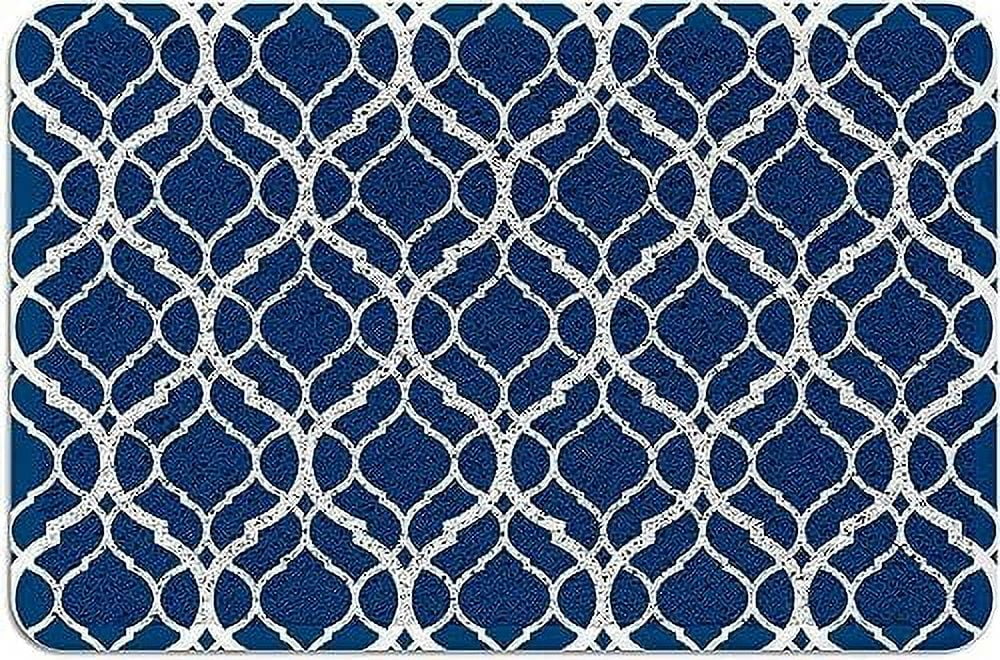 Front Welcome Door Mats Elegant Moroccan Plaid Quatrefoil Doormat Blue ...