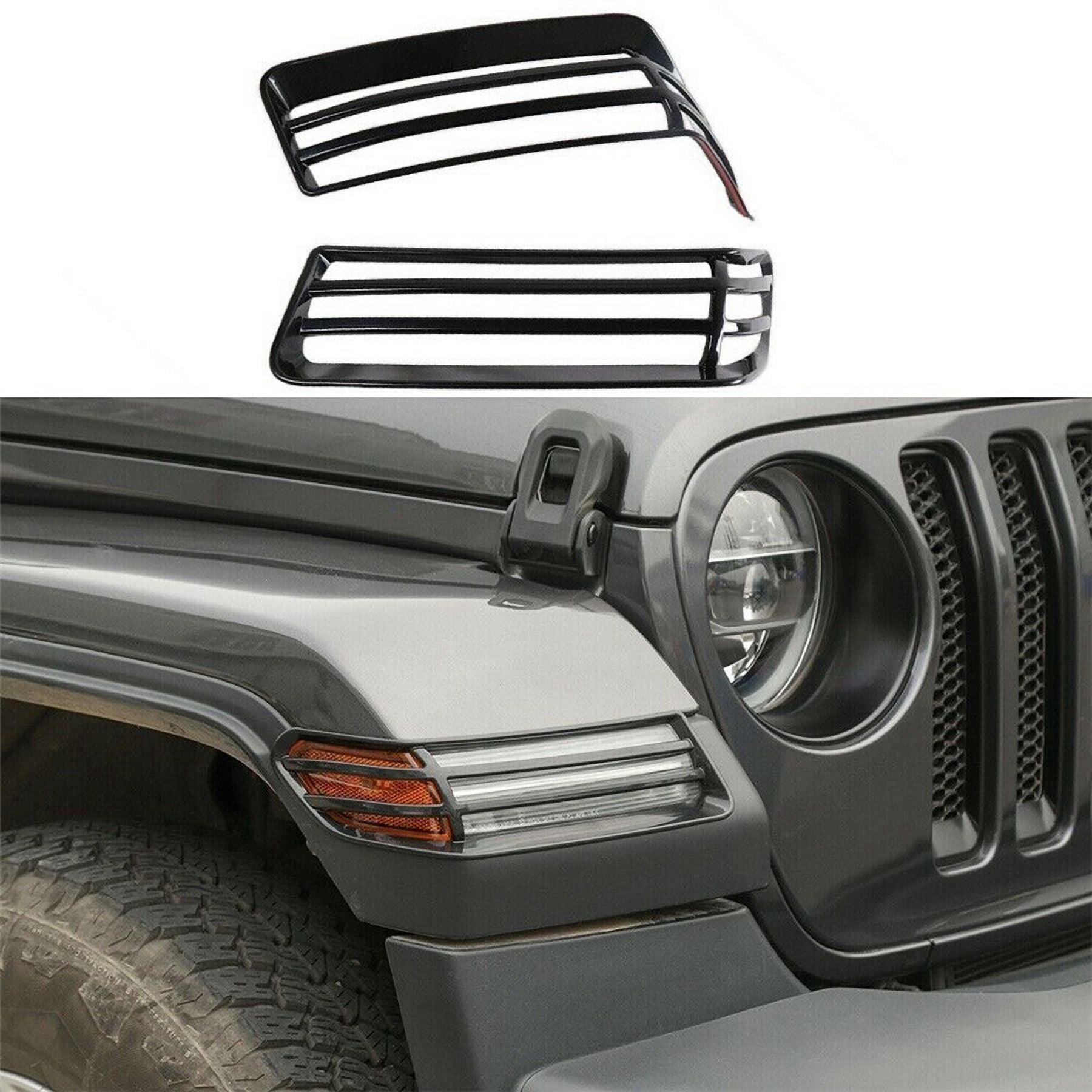 Front Wheel Eyebrow Lamp Cover Trim Glossy Black For Jeep Wrangler 2018 ...