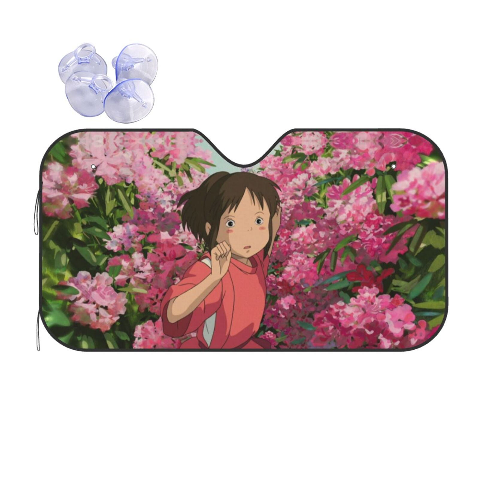 Front Windshield Sun Shade Spirited Away Folding Shield UV Ray Blocks ...
