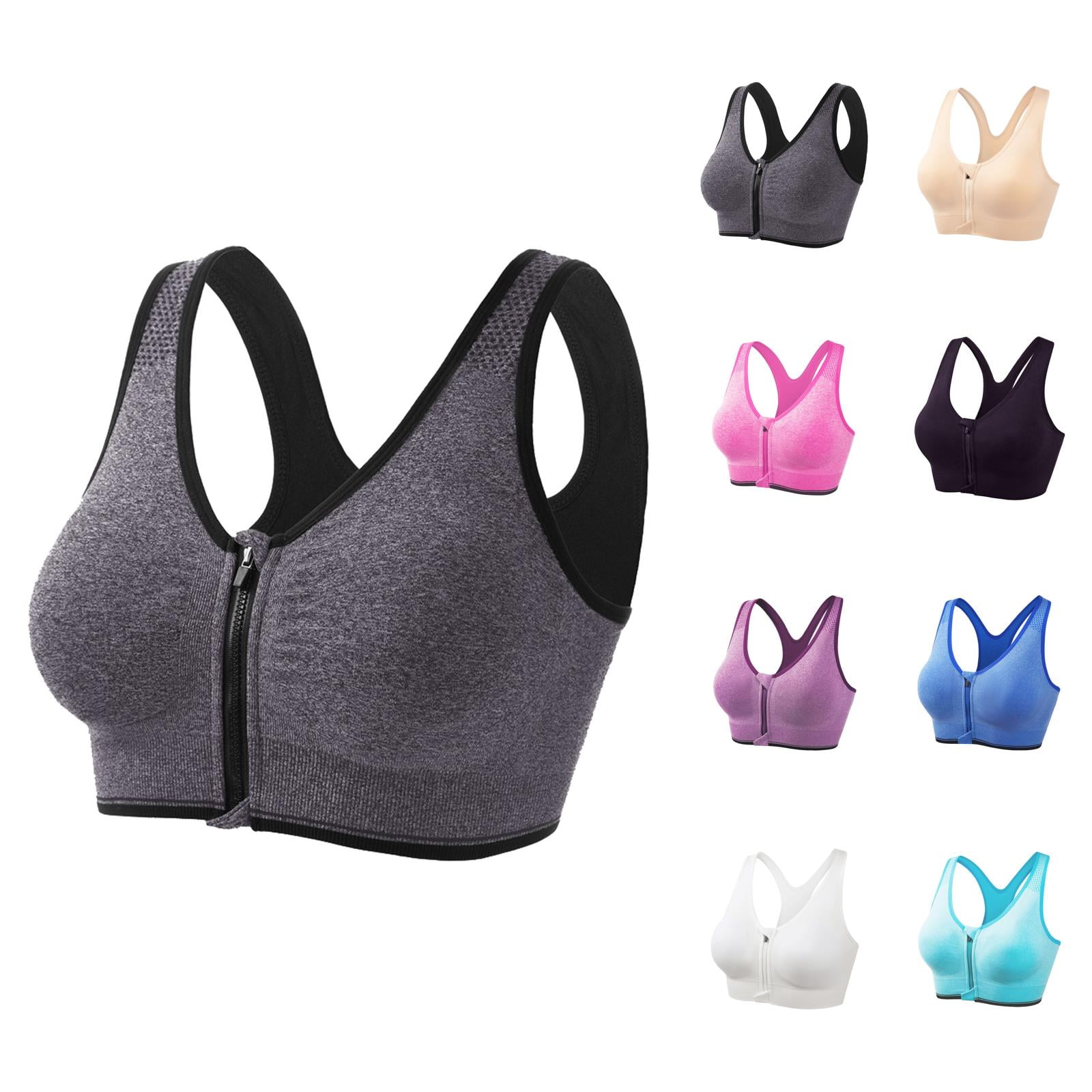 Front Zip Sports Bra for Women, High Support Workout Yoga Running Top ...
