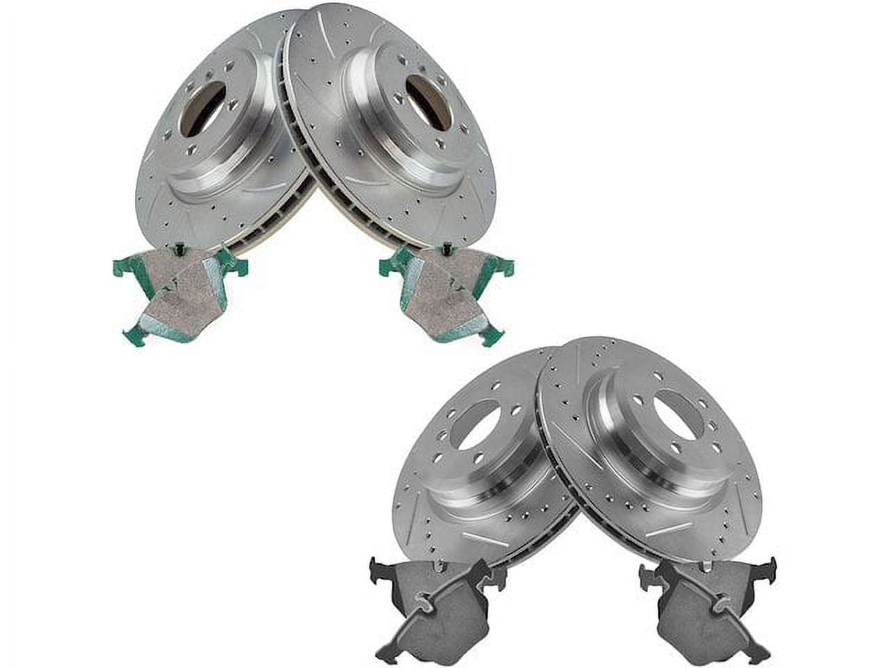 Front and Rear Ceramic Brake Pad and Cross Drilled and Slotted Rotor ...